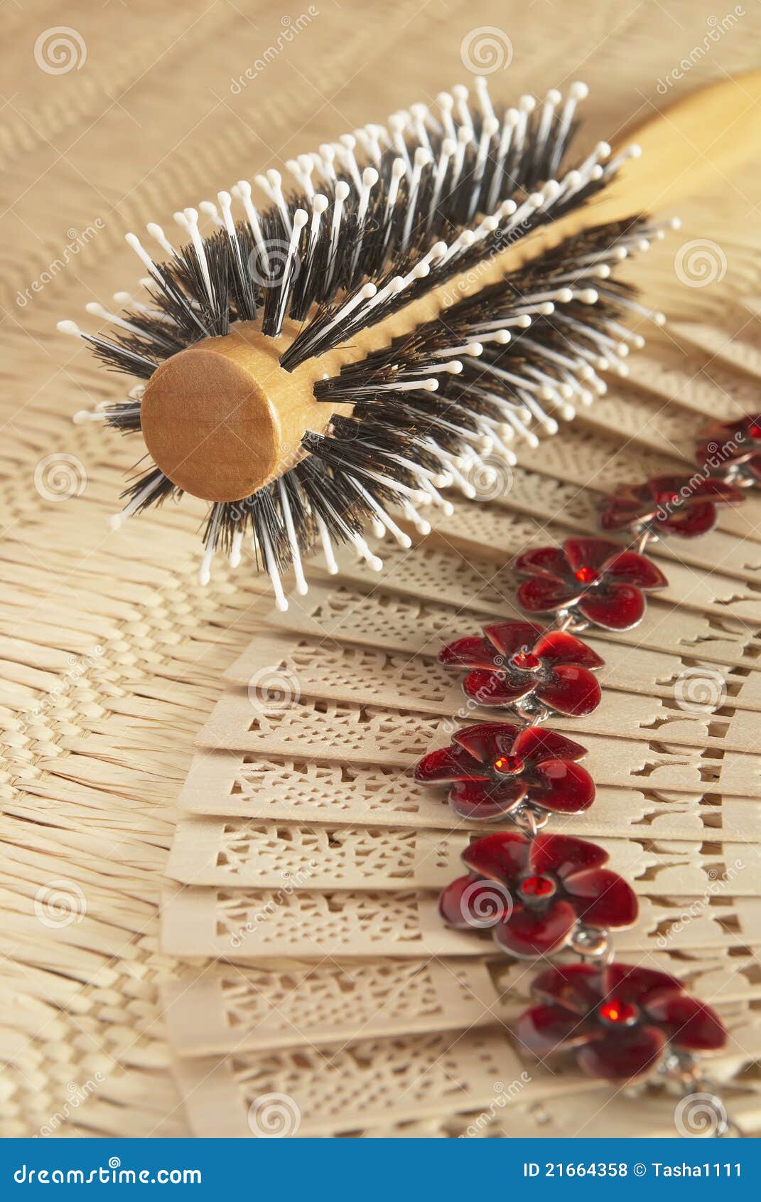 Round Comb for Hairs on the Wattled Serviette Stock Photo - Image of ...