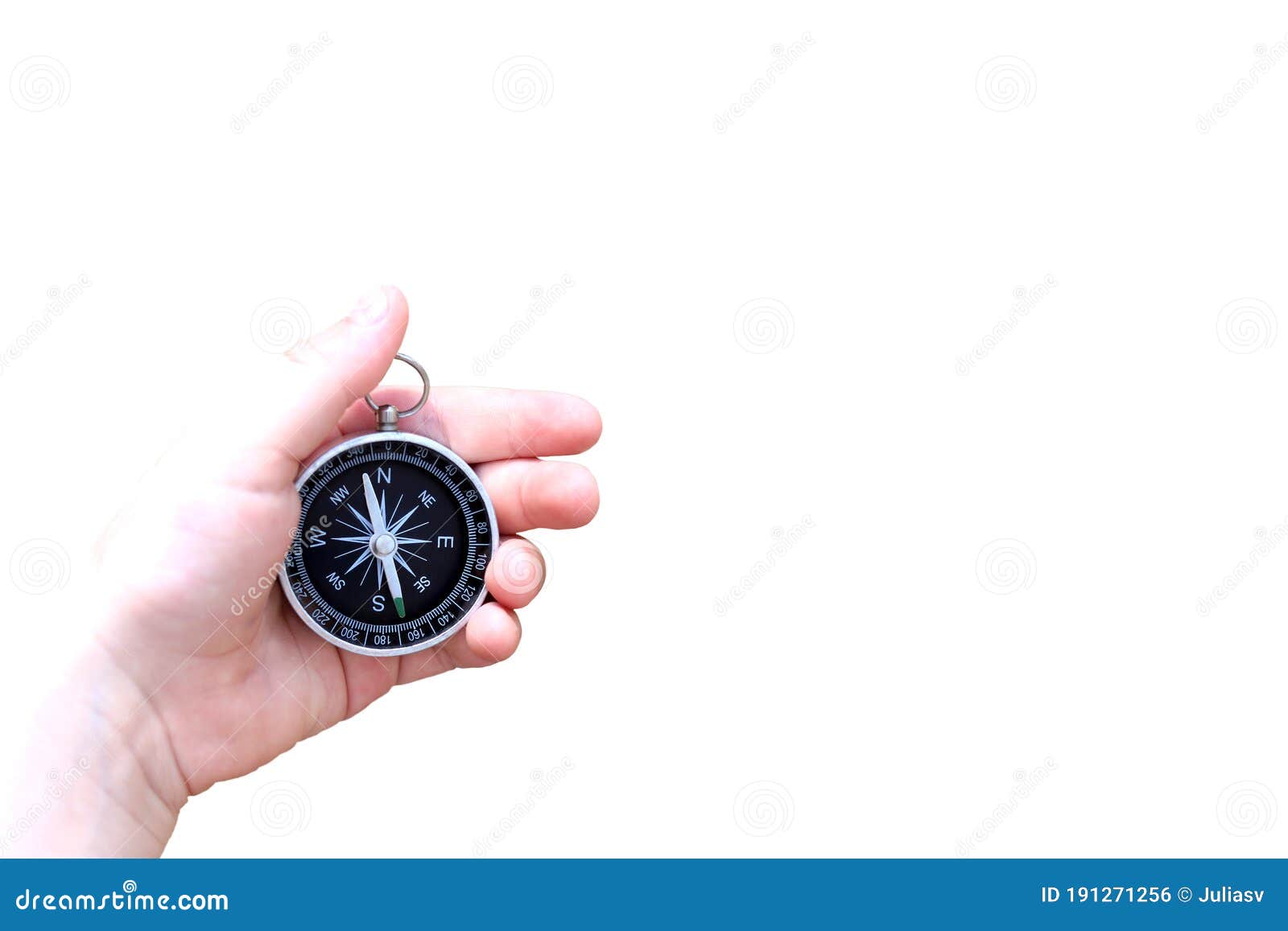 Round Compass in Hand on White Background Stock Photo - Image of ...