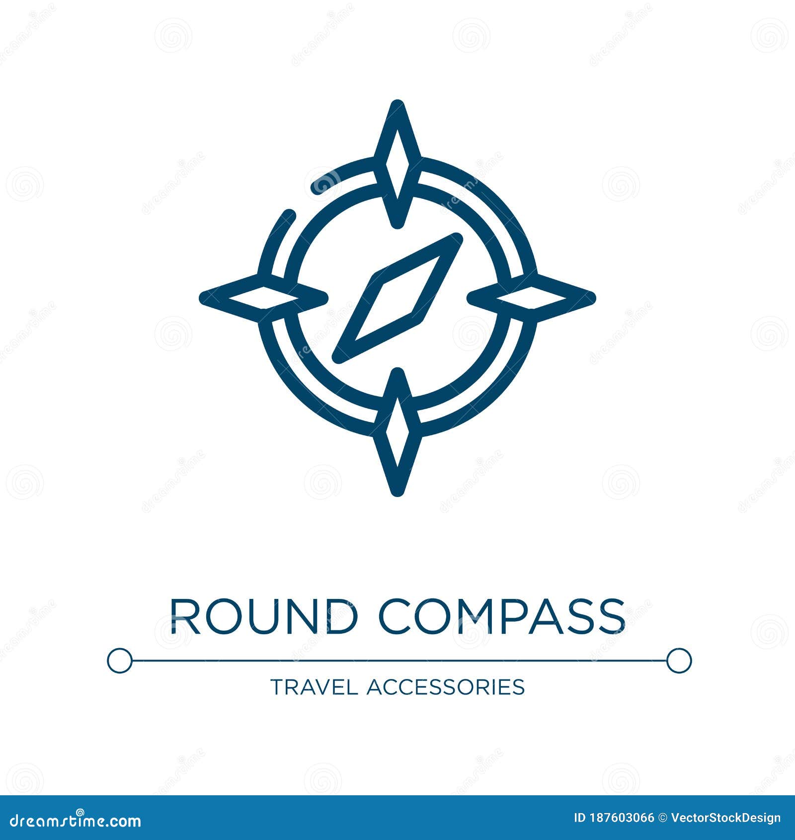 Round Compass Icon. Linear Vector Illustration from Holidays Collection ...