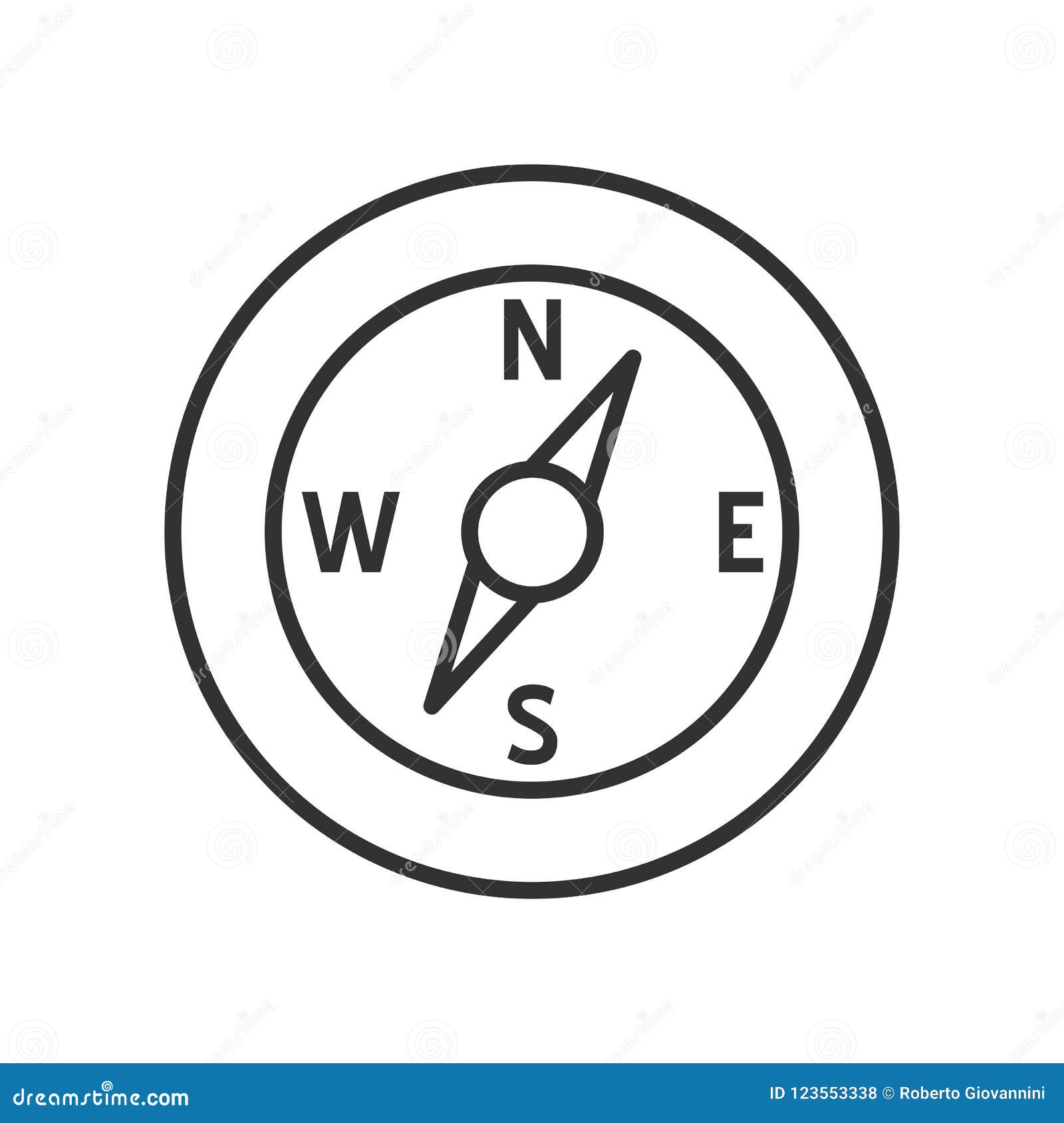 Compass Outline Flat Icon on White Stock Vector - Illustration of ...
