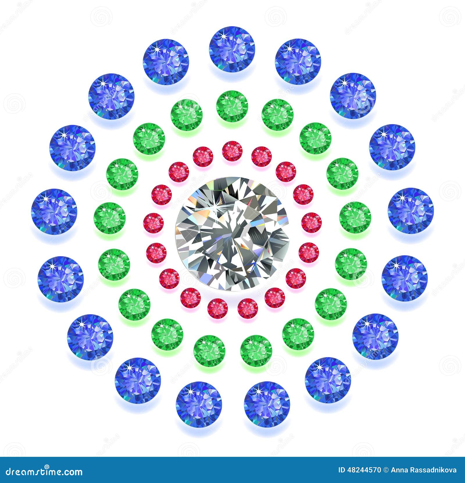 Round Composition Colored Gems Set Stock Vector - Illustration of ...