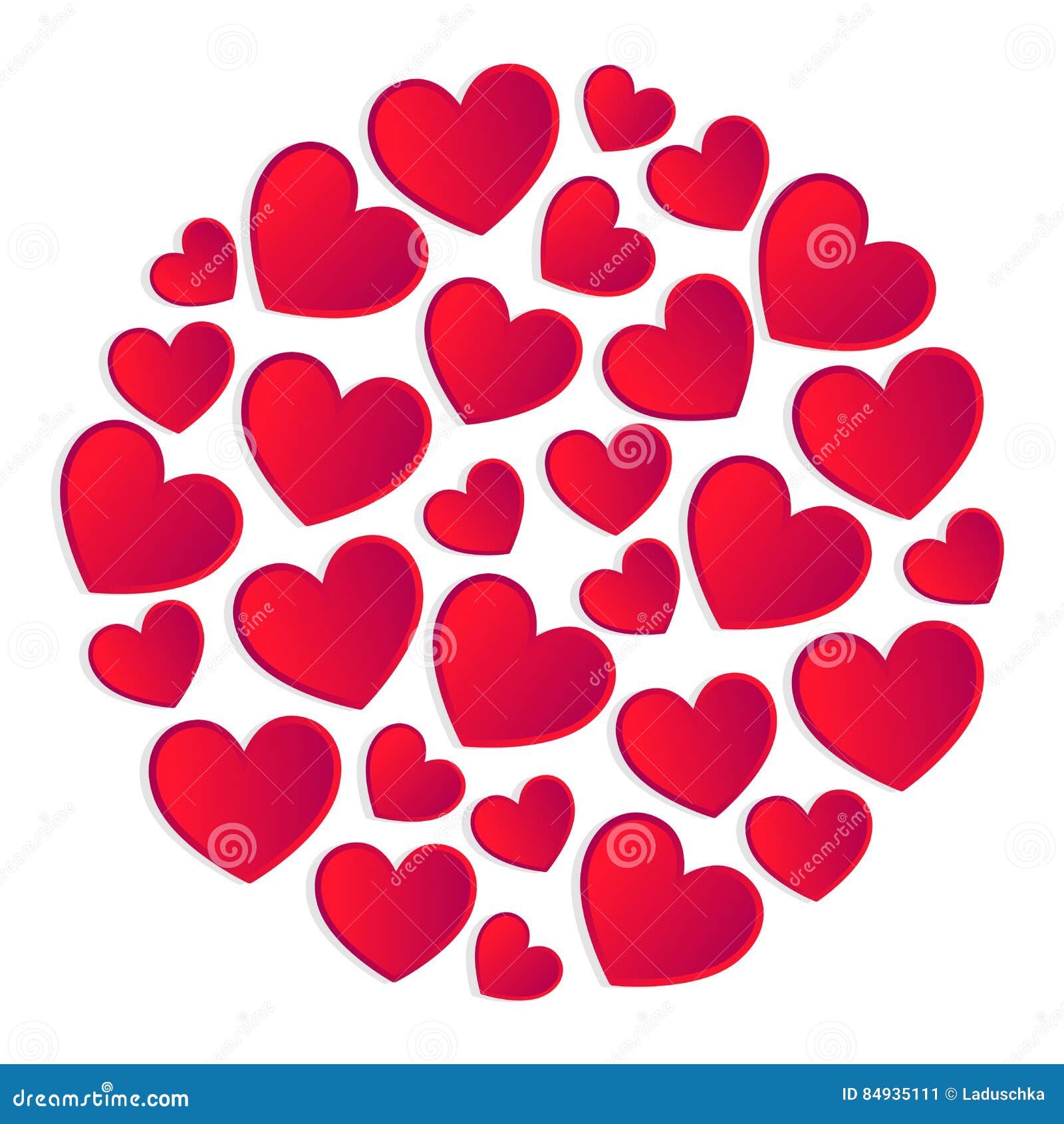 Round Composition Made of Red Hearts Stock Vector - Illustration of ...