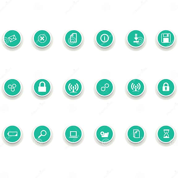 Round of computer icons stock vector. Illustration of buttons - 57444504