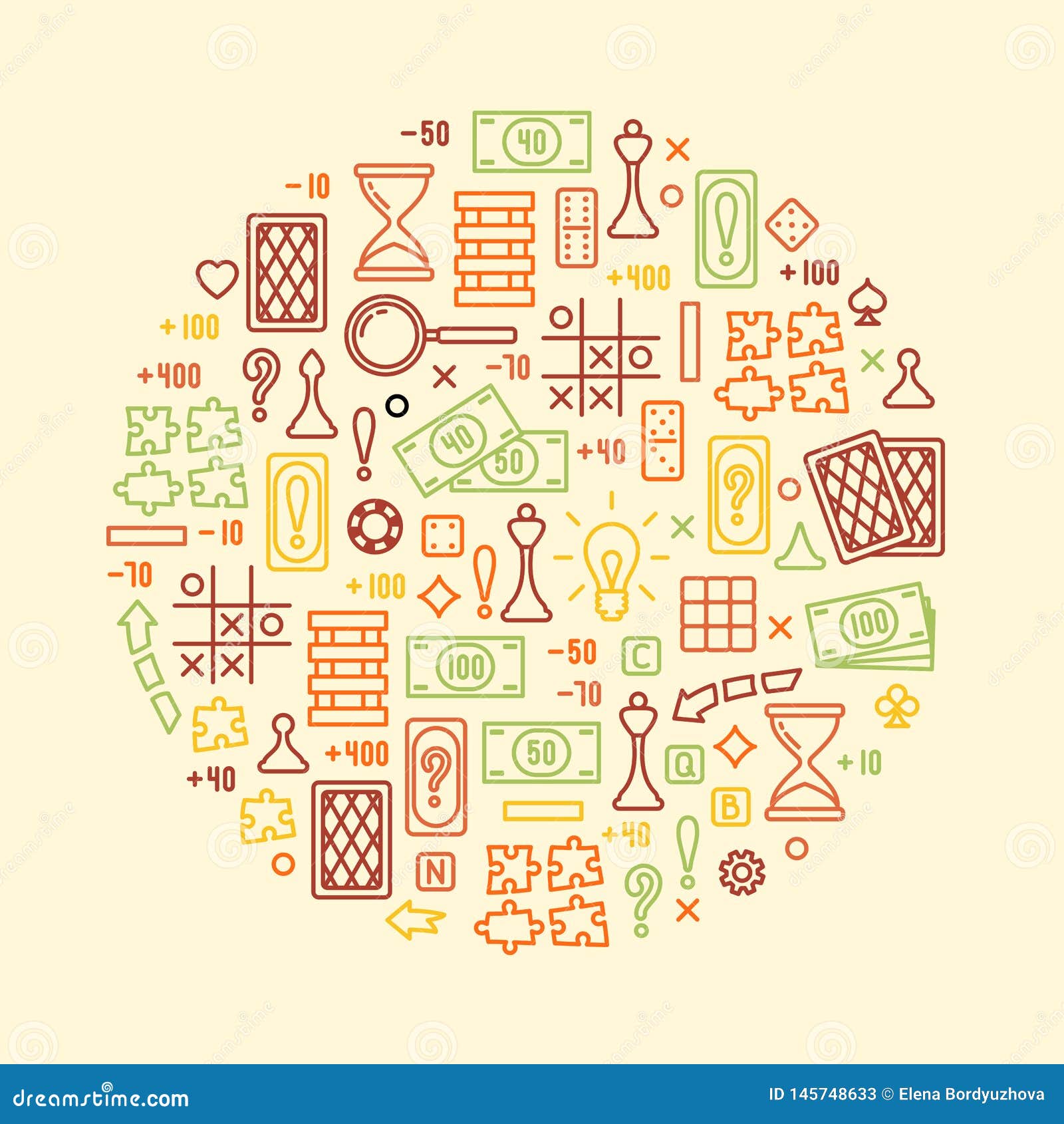 Round Concept with Board Games Attributes Stock Vector - Illustration ...