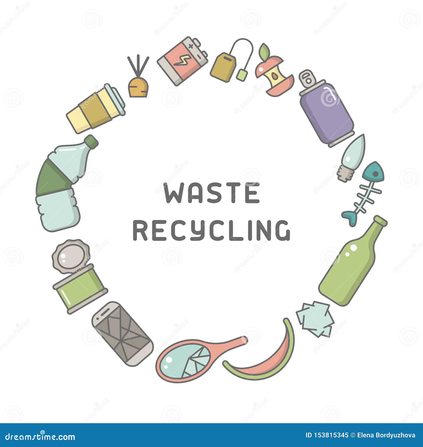Round Concept with Different Types of Waste Stock Vector - Illustration ...
