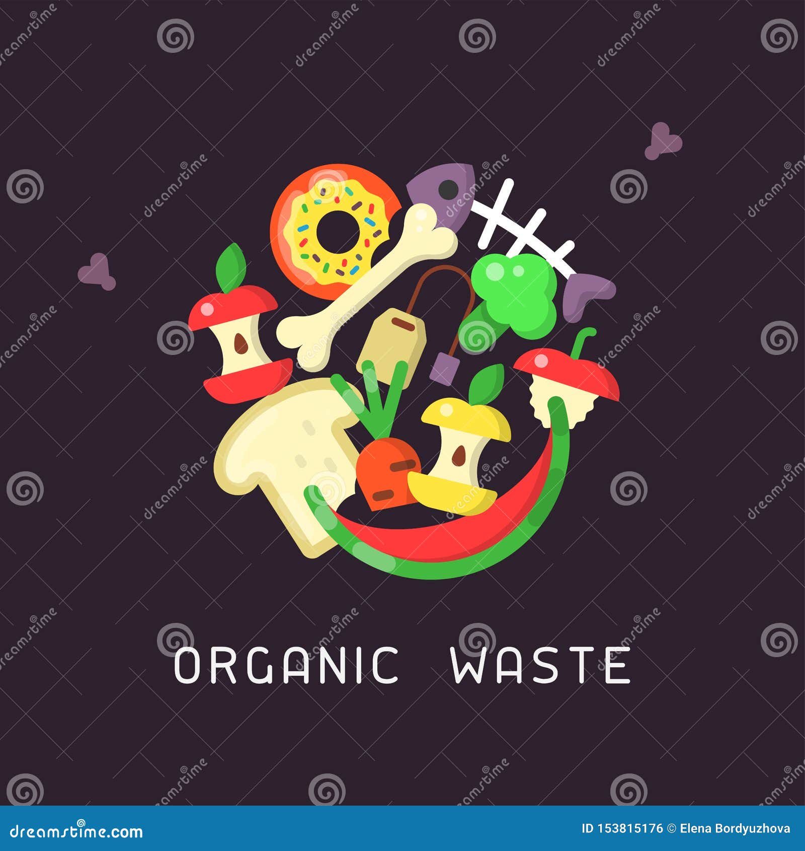 Round Concept with Organic Waste Stock Vector - Illustration of style ...
