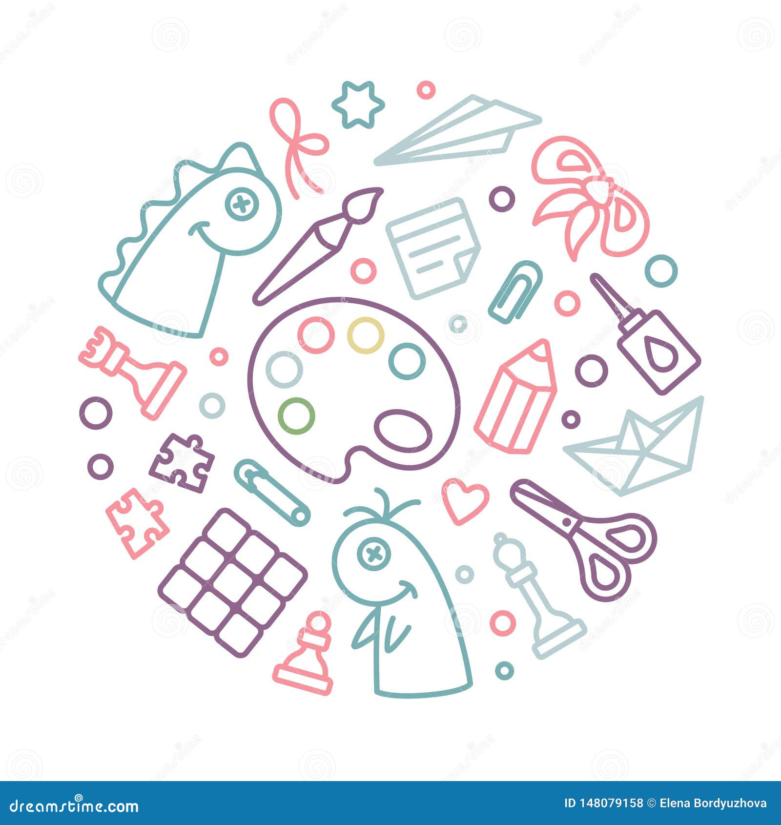 Round Concept with Things for Creative Activity Stock Vector ...