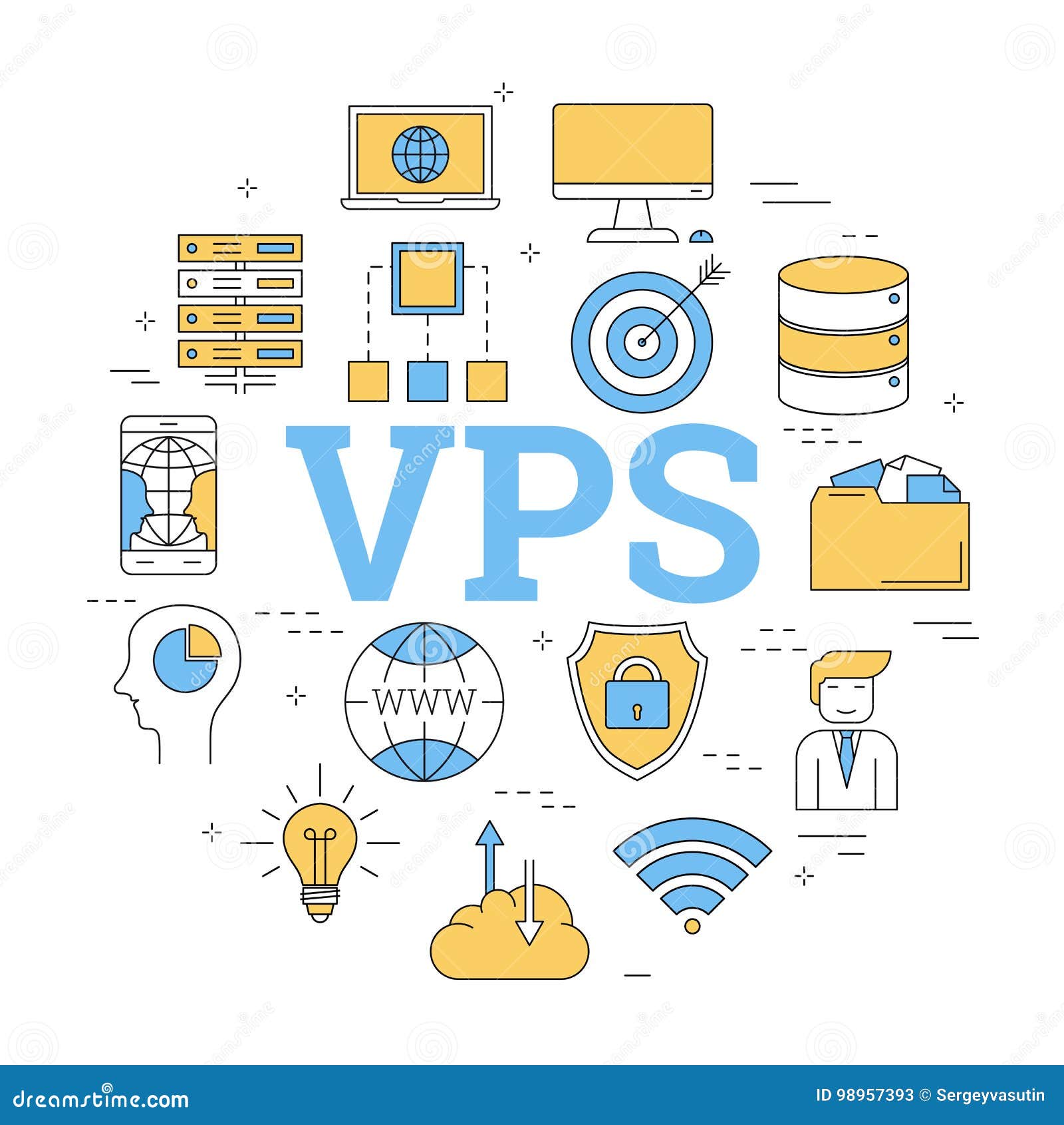 Round Concept of Virtual Private Server Stock Vector - Illustration of ...
