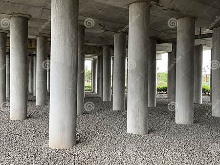 Round Concrete Column Structure Pattern Stock Image - Image of high ...