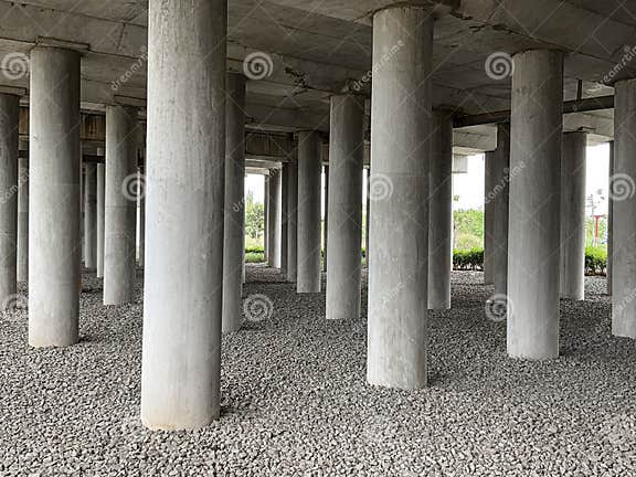 Round Concrete Column Structure Pattern Stock Image - Image of high ...