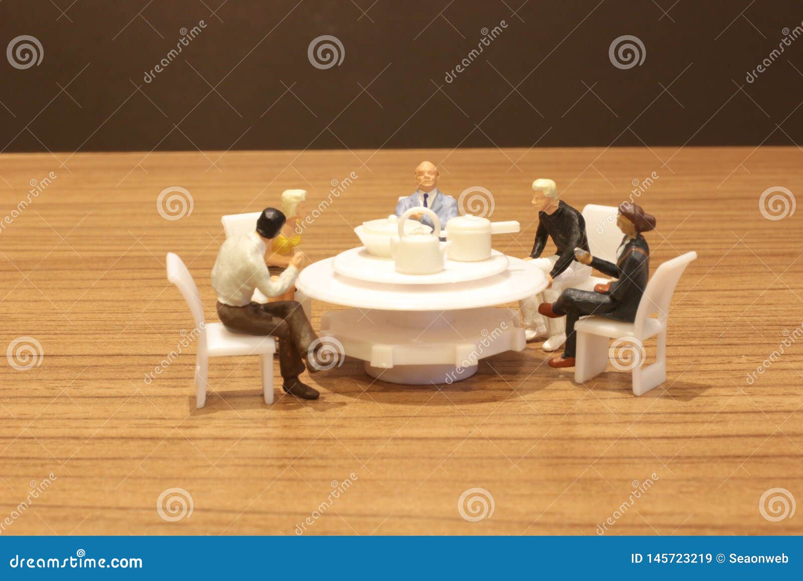 Round Conference Table with Chairs with Figure Stock Image - Image of ...