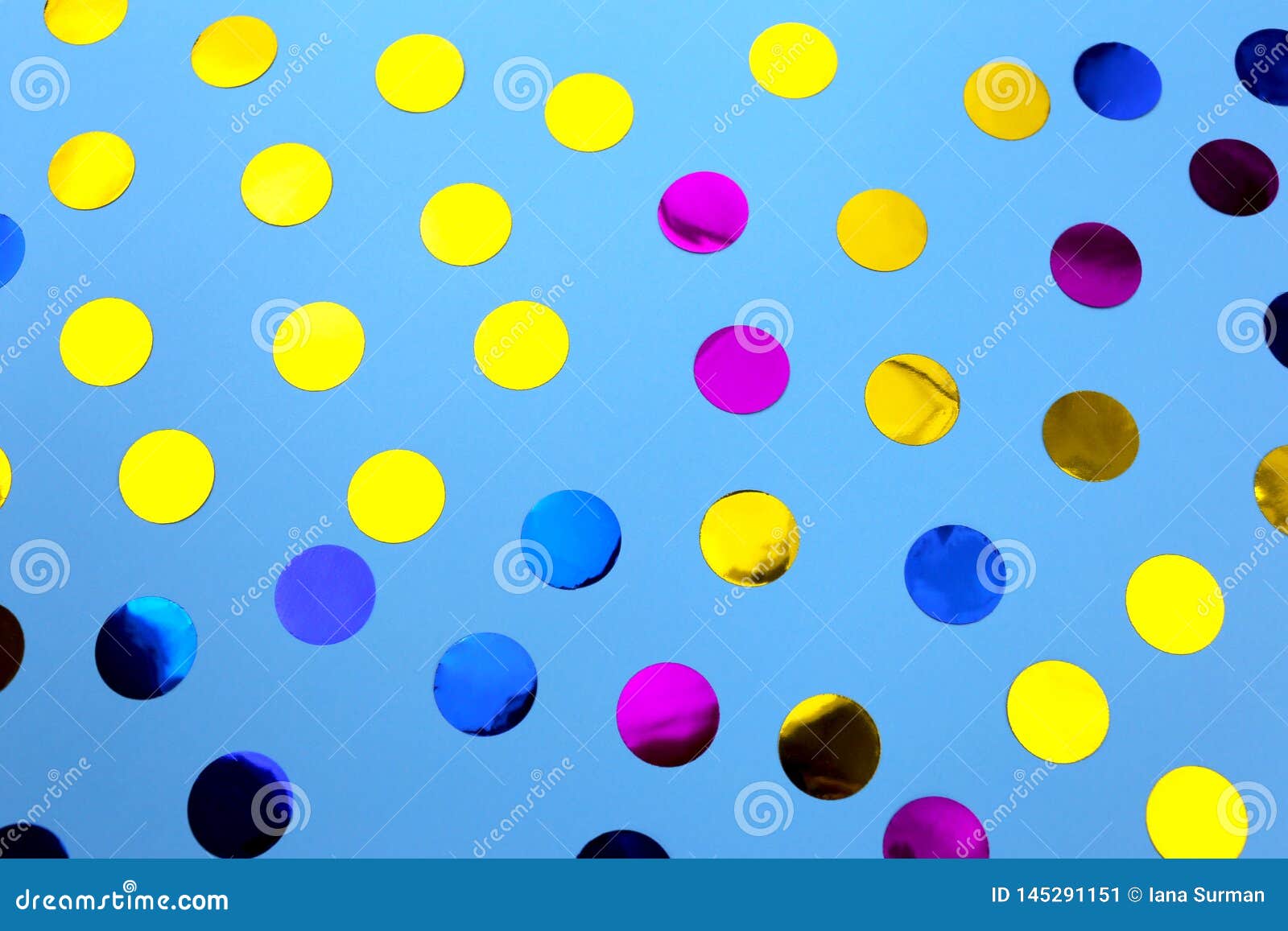 Round Confetti on Blue Background. Stock Image - Image of bright ...