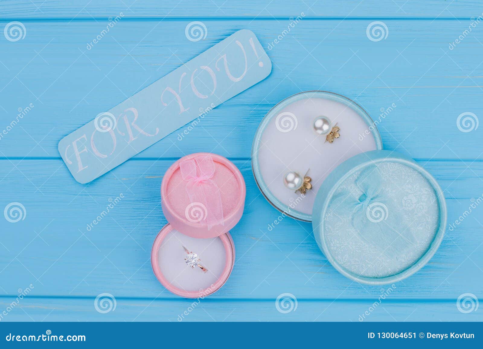 Round Containers for Ring and Earrings and for You Note. Stock Image ...