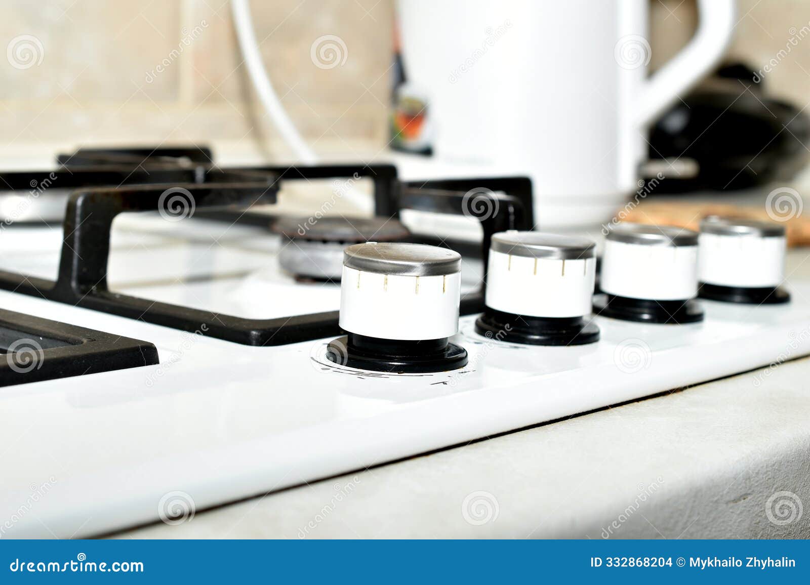Gas stove control knobs. stock photo. Image of glow - 332868204