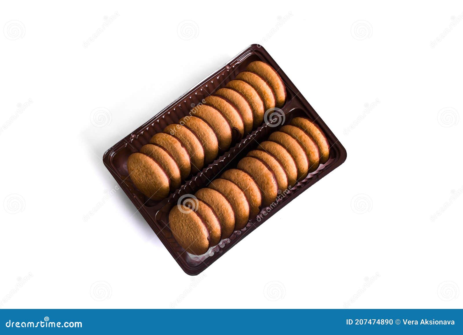 Round Cookies in Box Isolated on White Background Stock Photo - Image ...