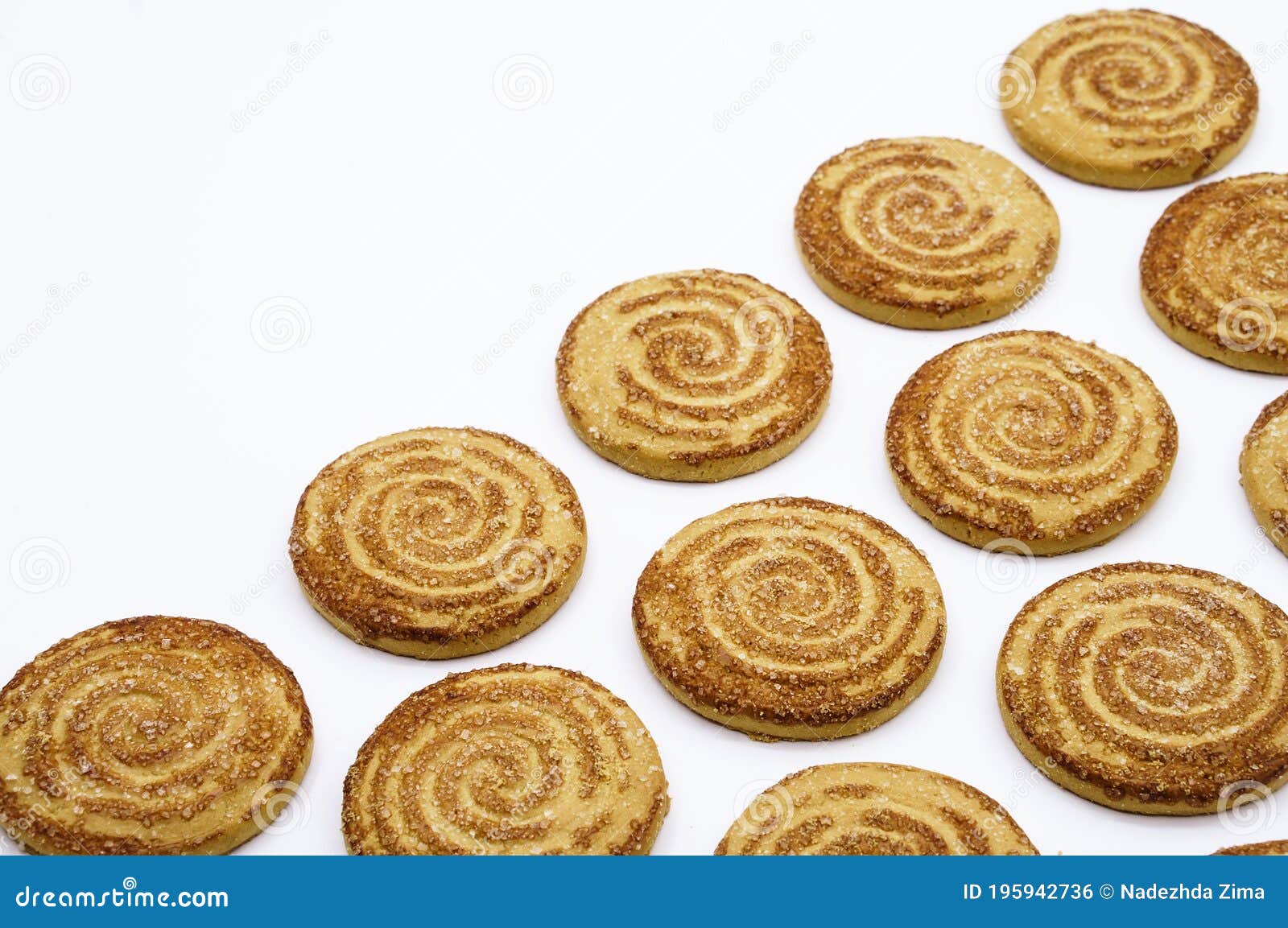 Round Cookies, Curled Cookies with Sugar, Round Cookies Sprinkled with ...