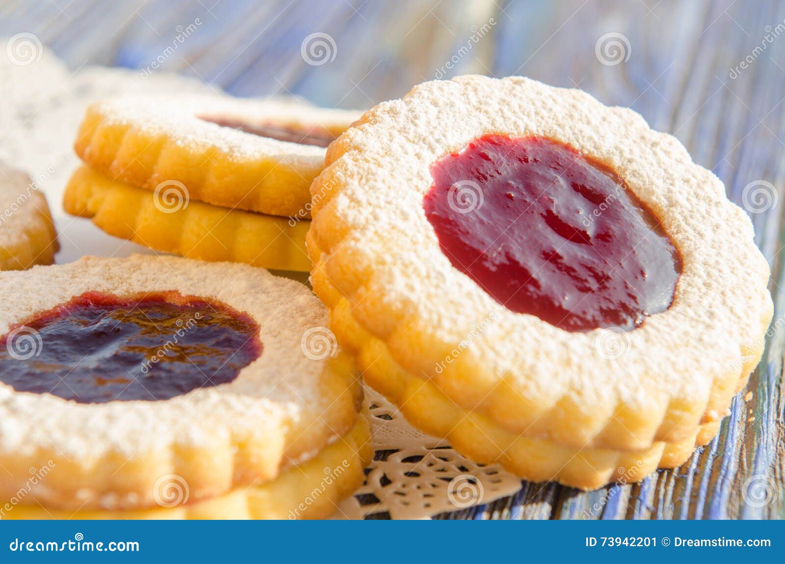 Round Cookies from the Pastry with Raspberry Jam Stock Image - Image of ...