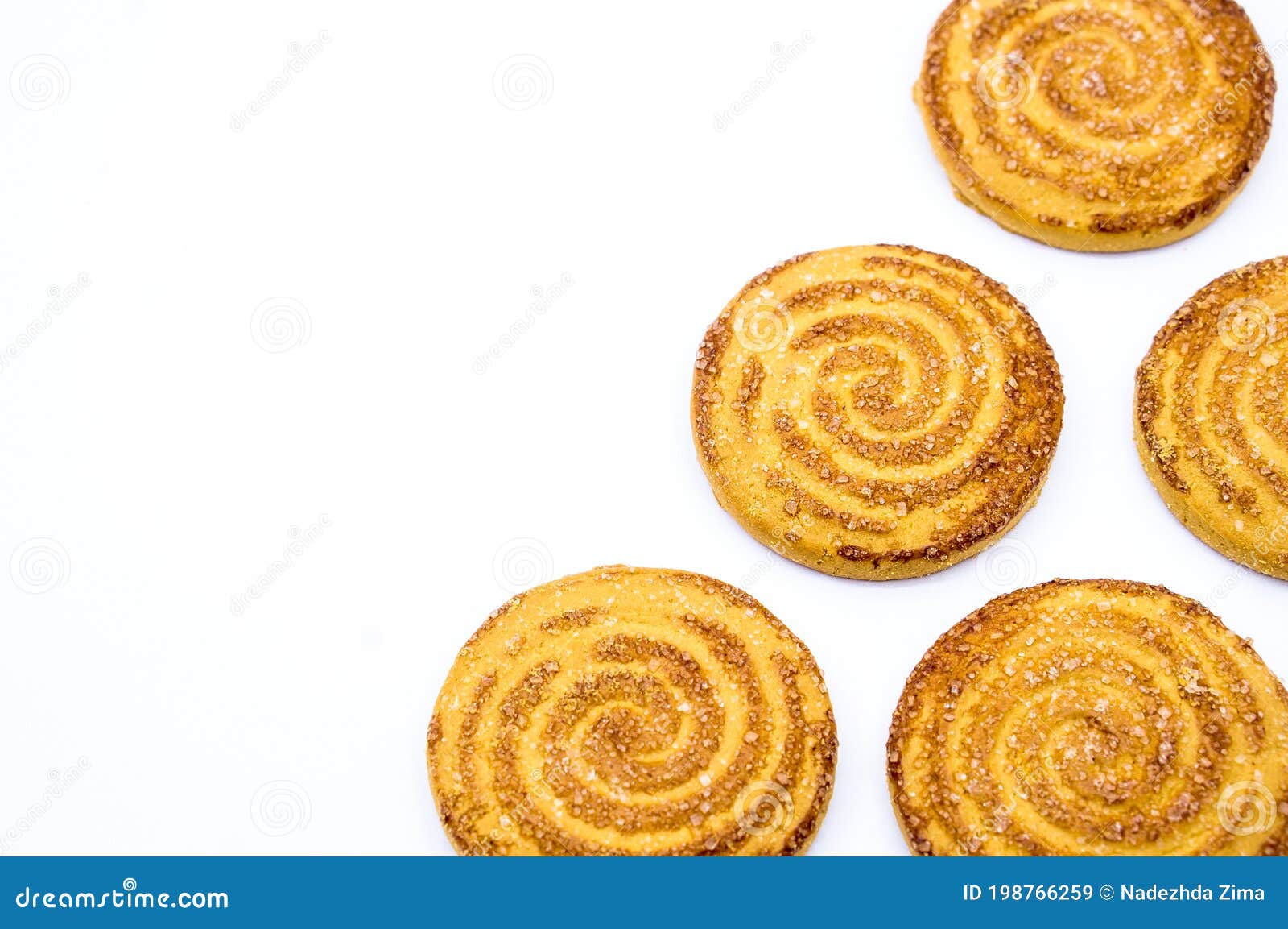 Round Cookies Sprinkled with Sugar, Round Cookies, Curled Cookies with ...