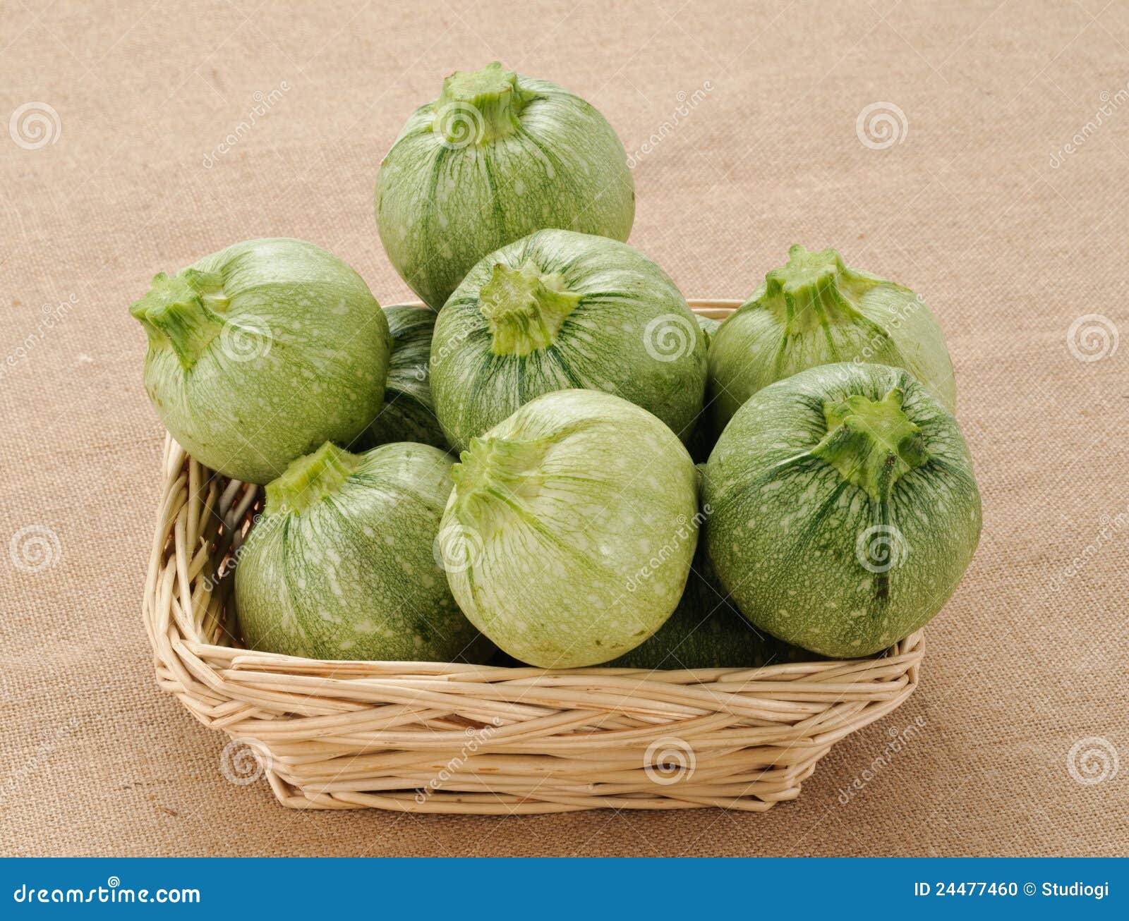 Round Courgettes in the Basket Stock Photo - Image of health, summer ...