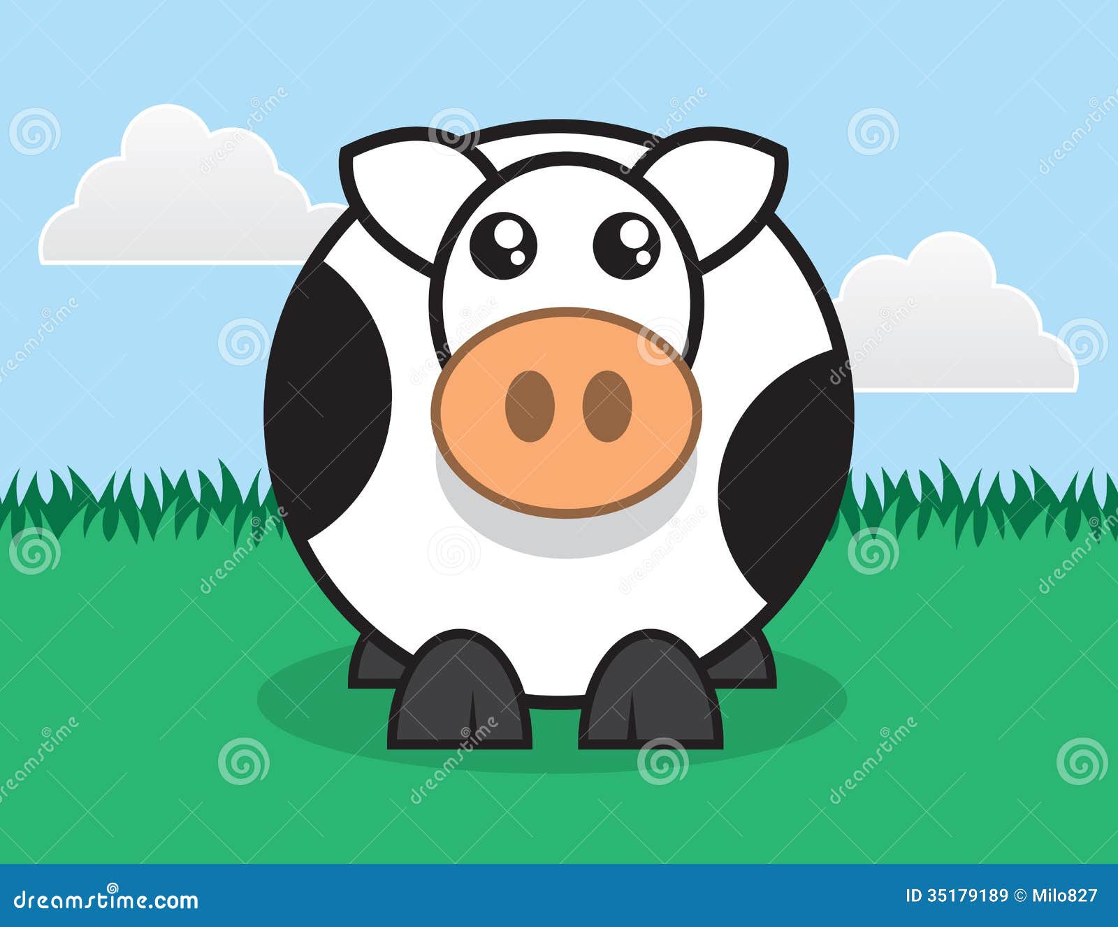 Round Cow stock vector. Illustration of milk, ears, black - 35179189