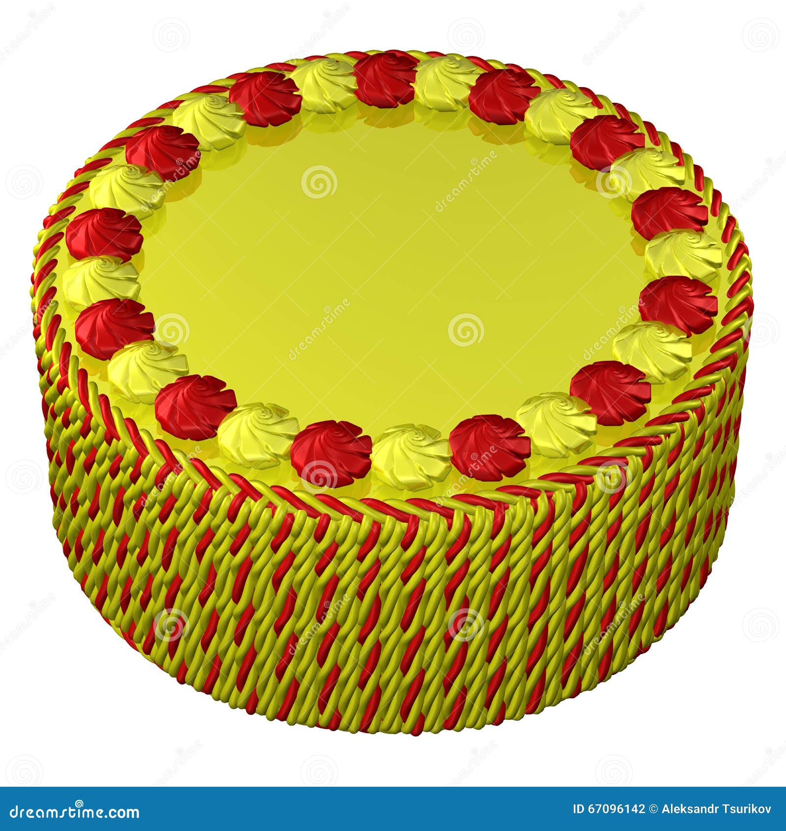 Round Cream Cake, on White Background. Stock Illustration ...