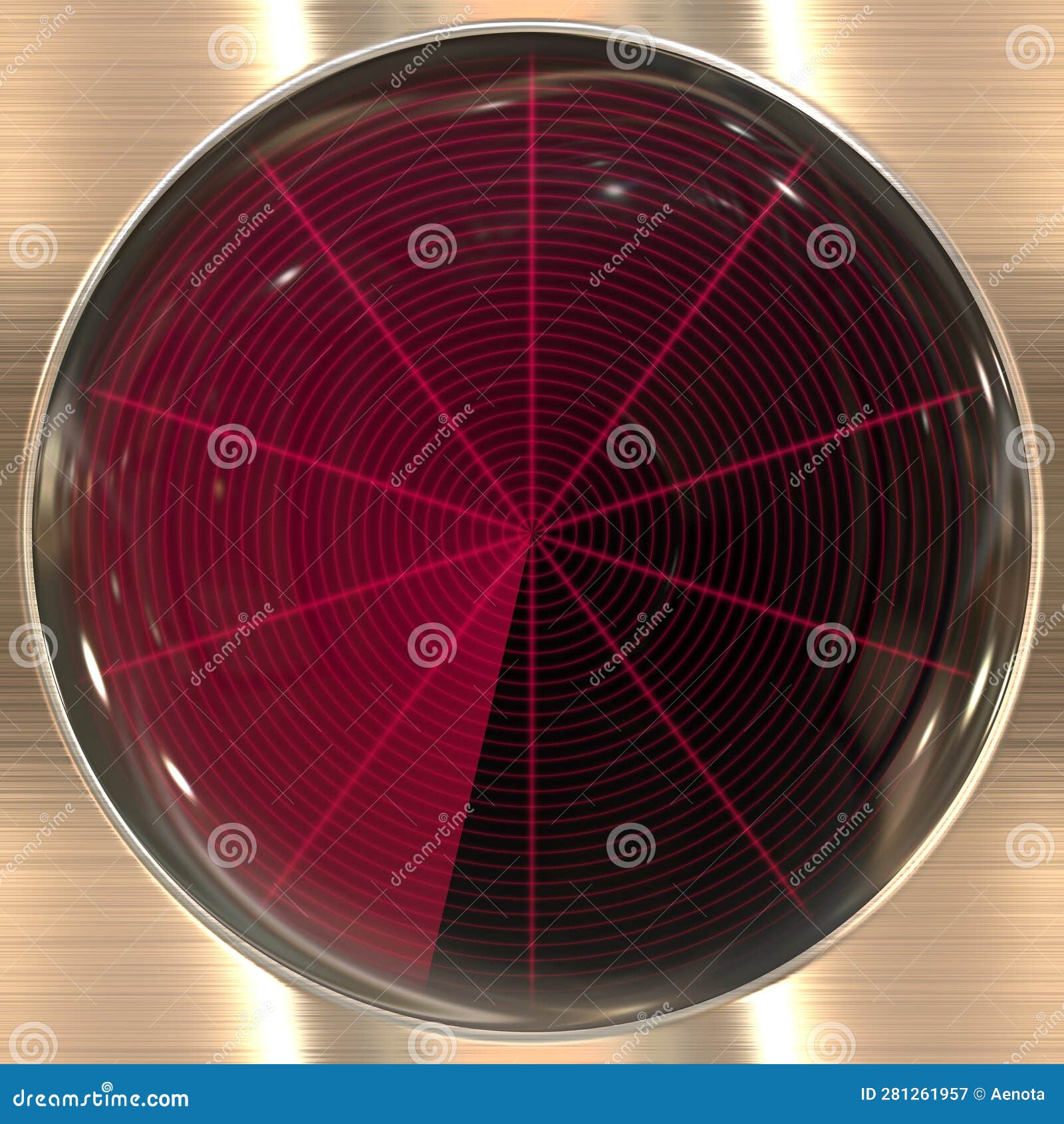 Round crimson Sonar sreen stock illustration. Illustration of driven ...
