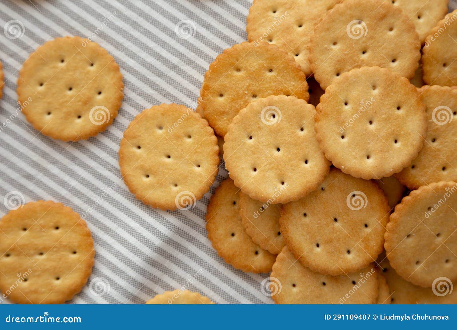 Round Crispy Crackers with Sea Salt, Top View Stock Image - Image of ...