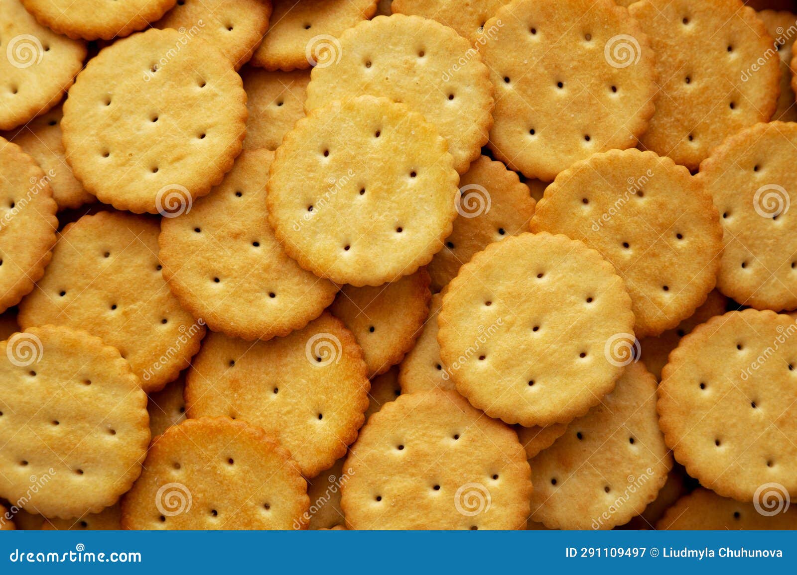 Round Crispy Crackers with Sea Salt, Top View Stock Image - Image of ...