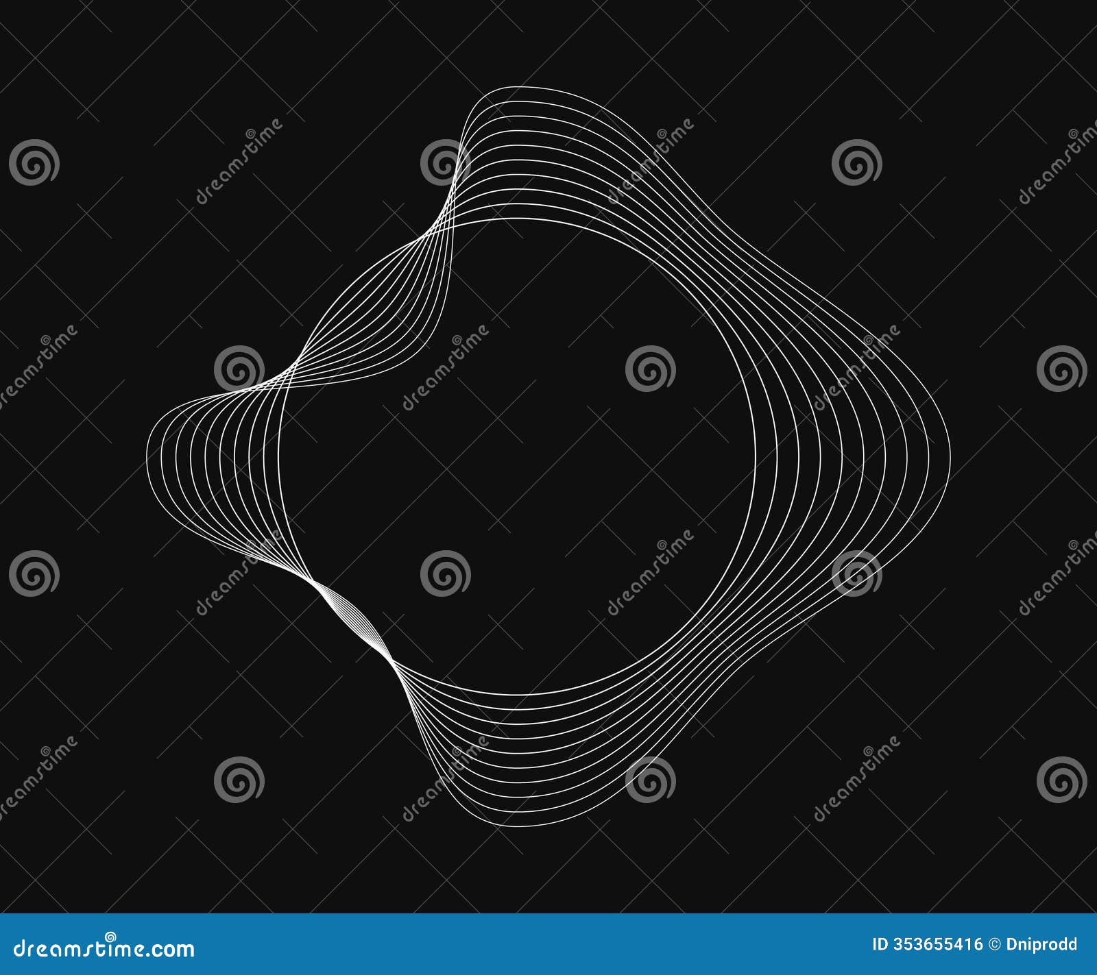 Round Curved Frame with Dynamic Wavy Stripes Stock Illustration ...