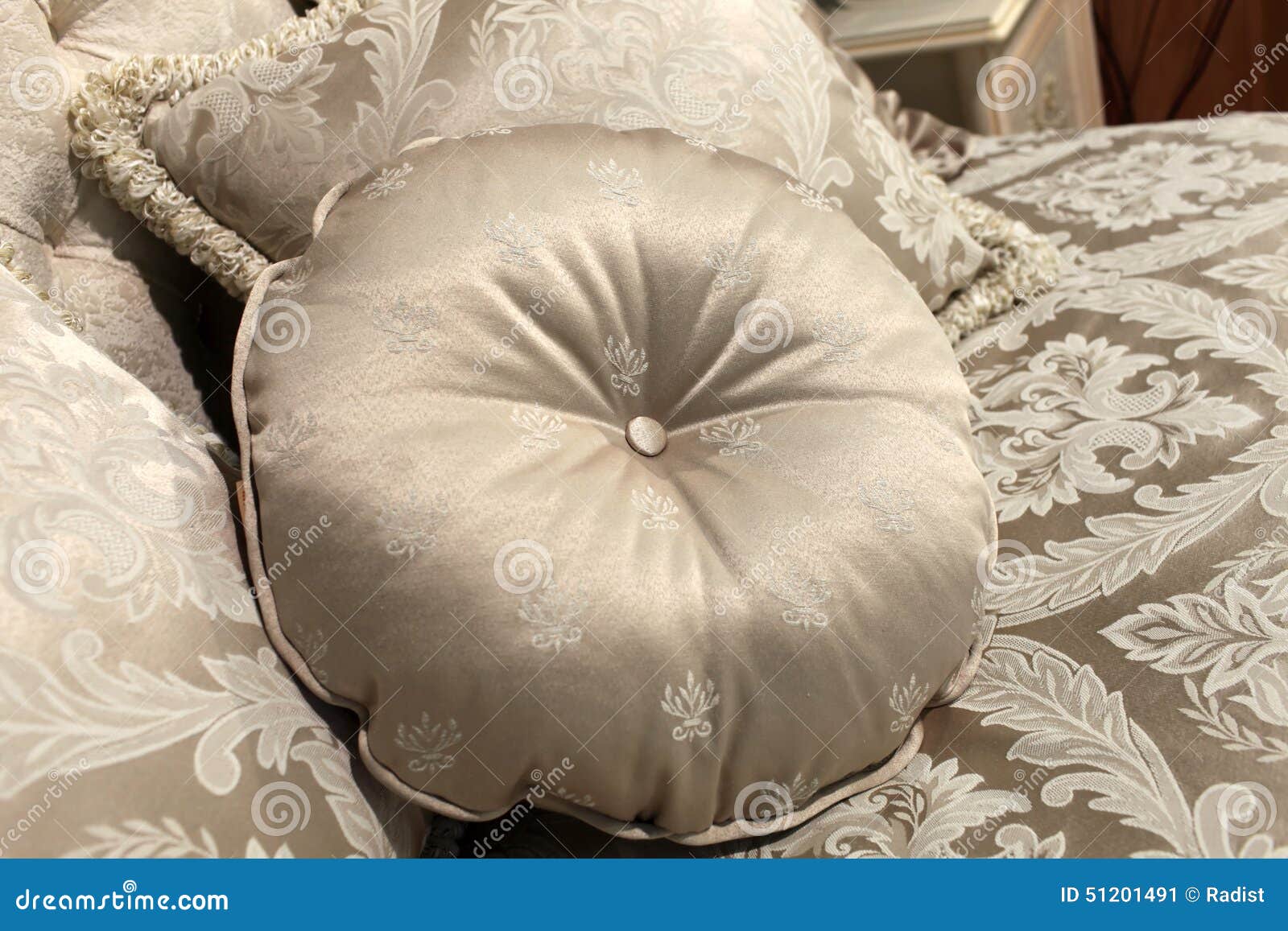Round cushion on a sofa stock image. Image of luxury - 51201491