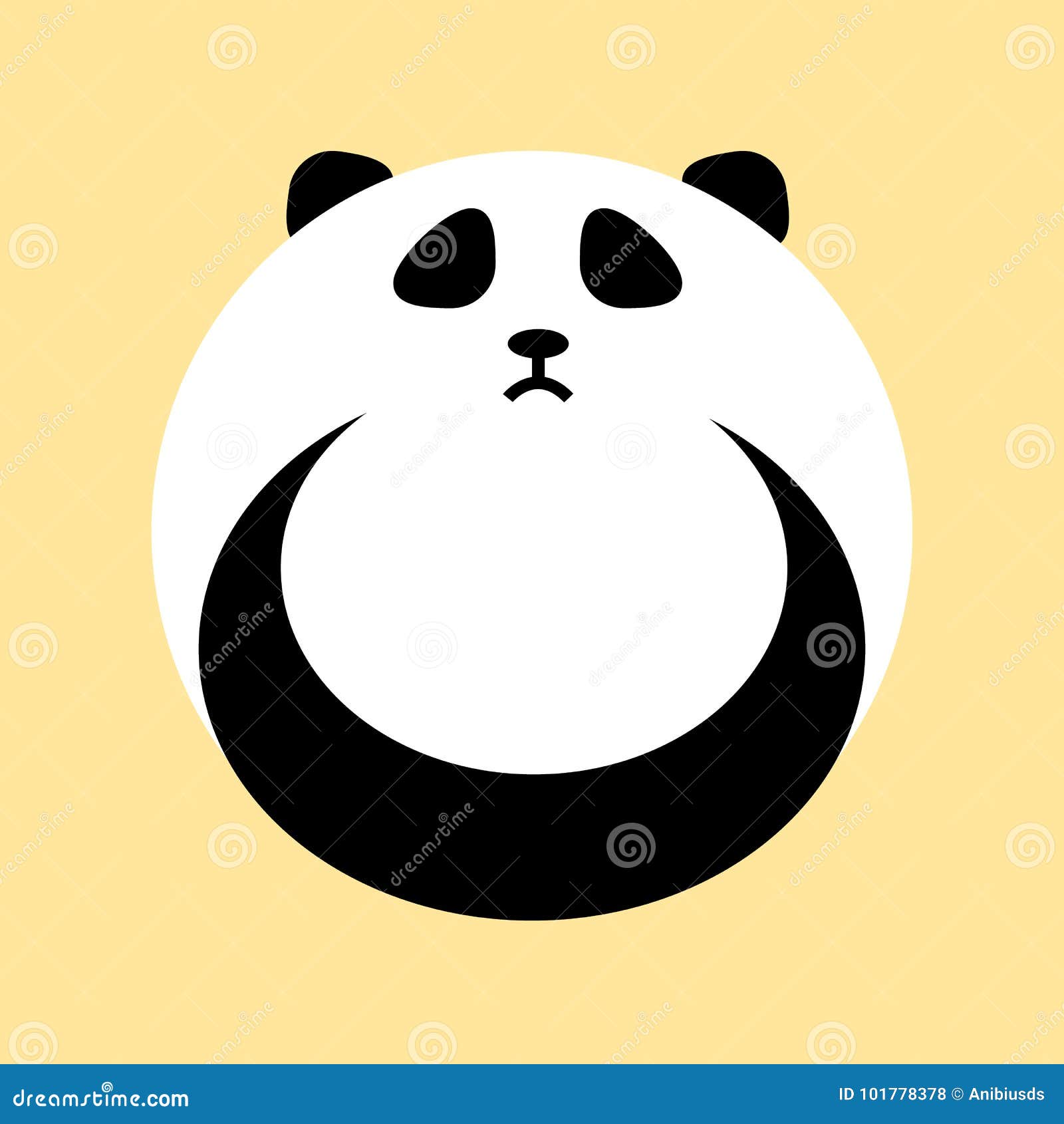 Round and Cute Panda, Abstraction Stock Vector - Illustration of black ...