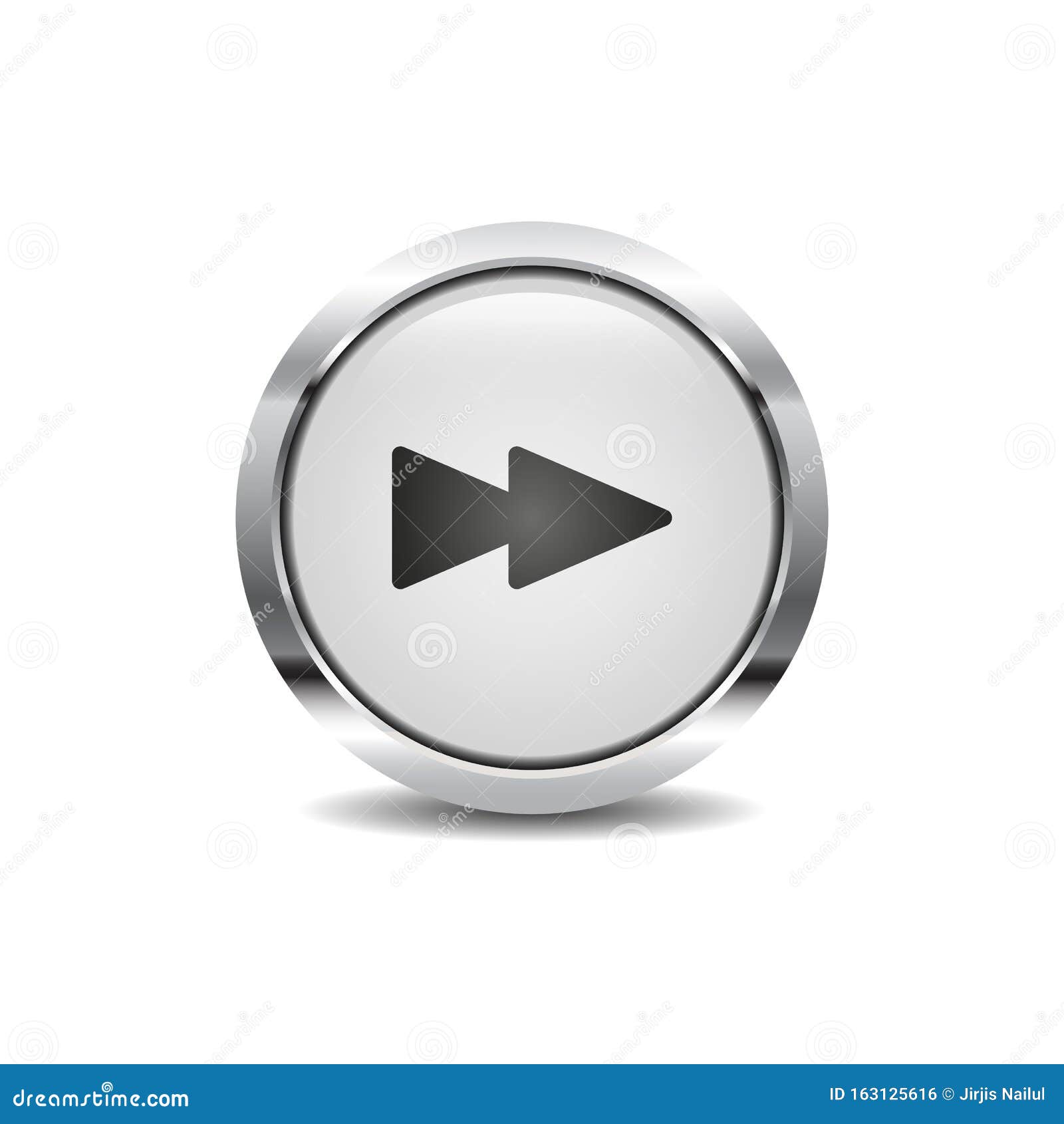 Forward Icon Vector Image Round 3d Button with Metal Frame Stock Vector ...