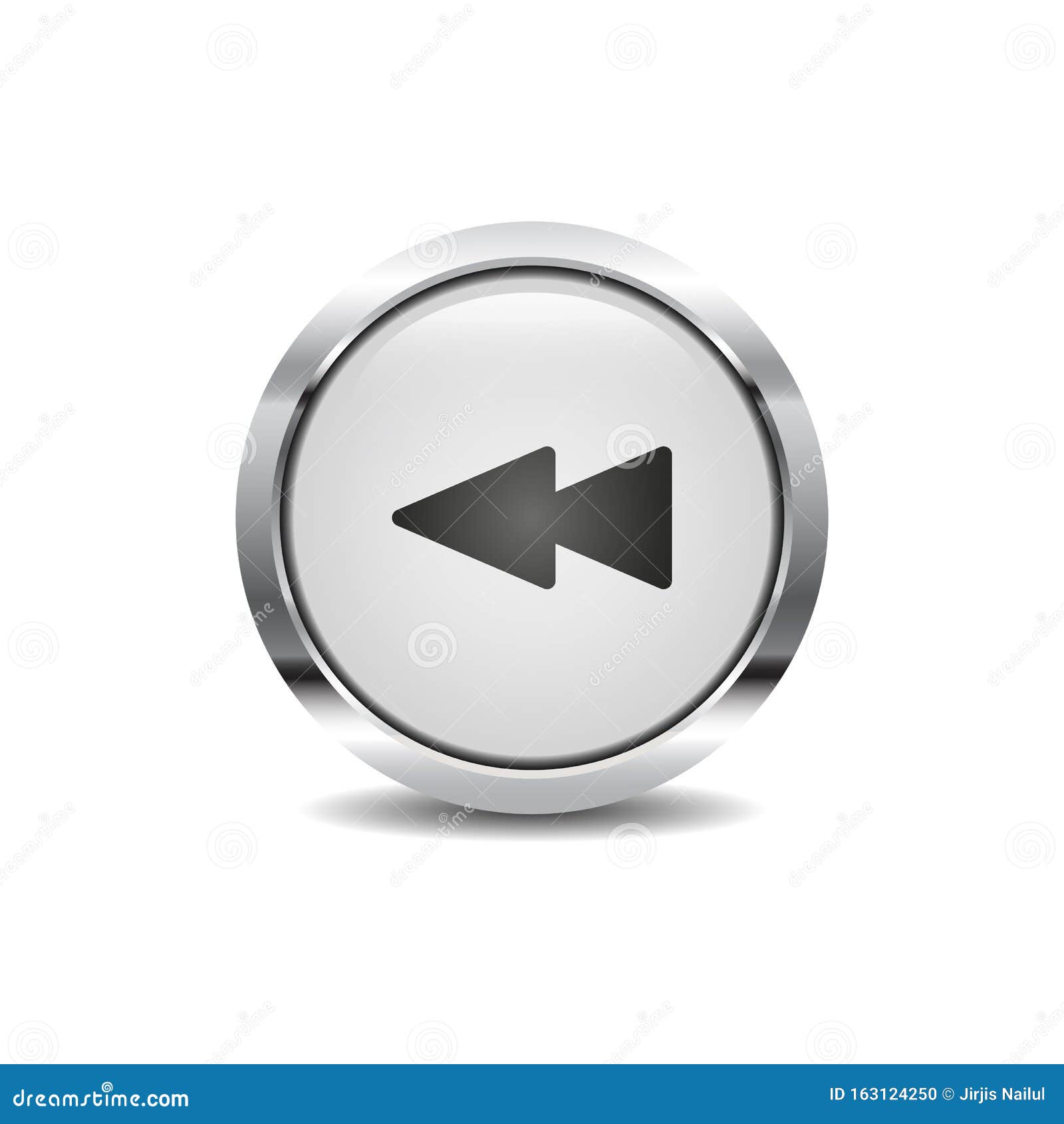 Rewind Icon Vector Image Round 3d Button with Metal Frame Stock Vector ...