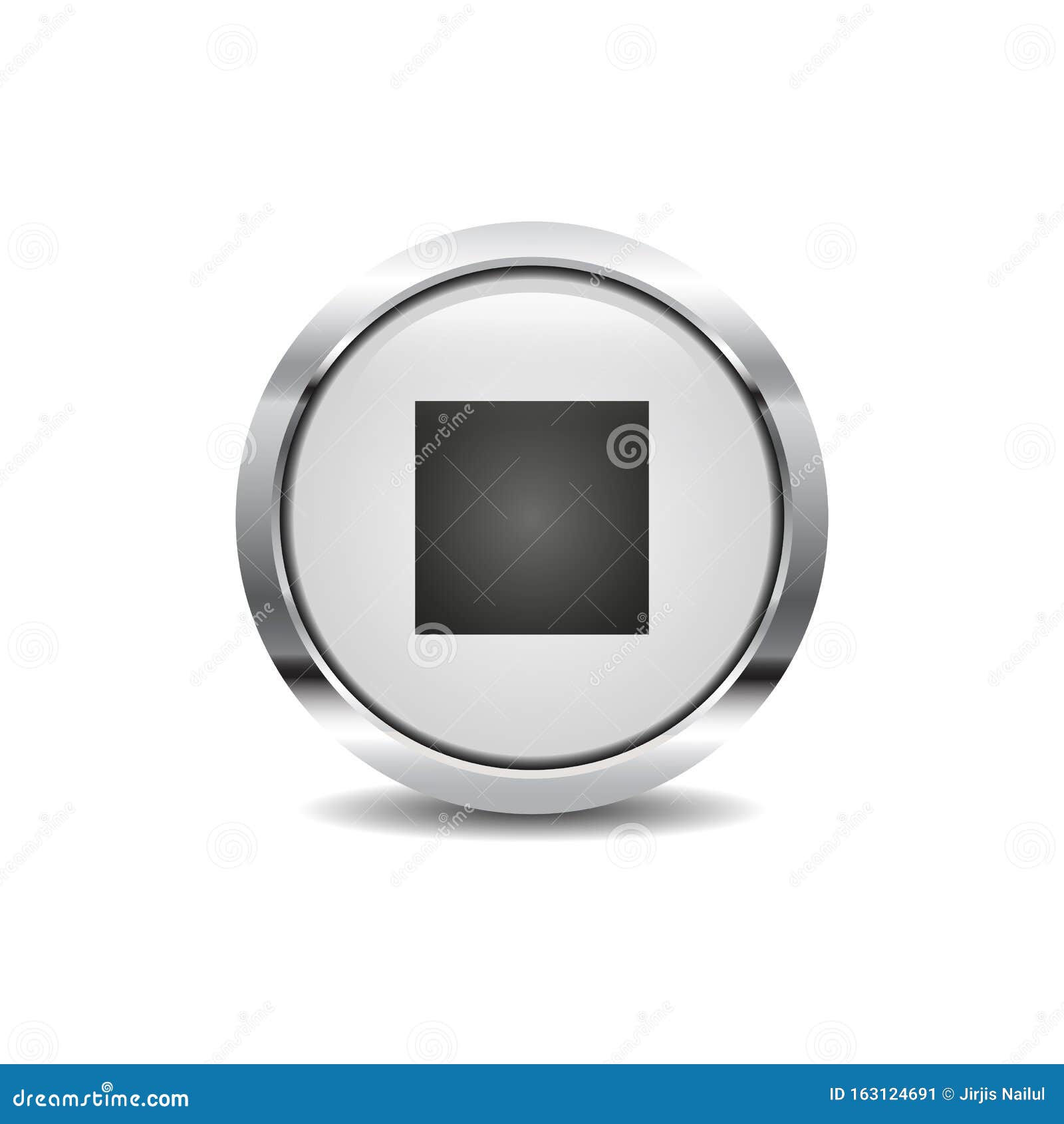 Stop Icon Vector Image Round 3d Button with Metal Frame Stock Vector ...