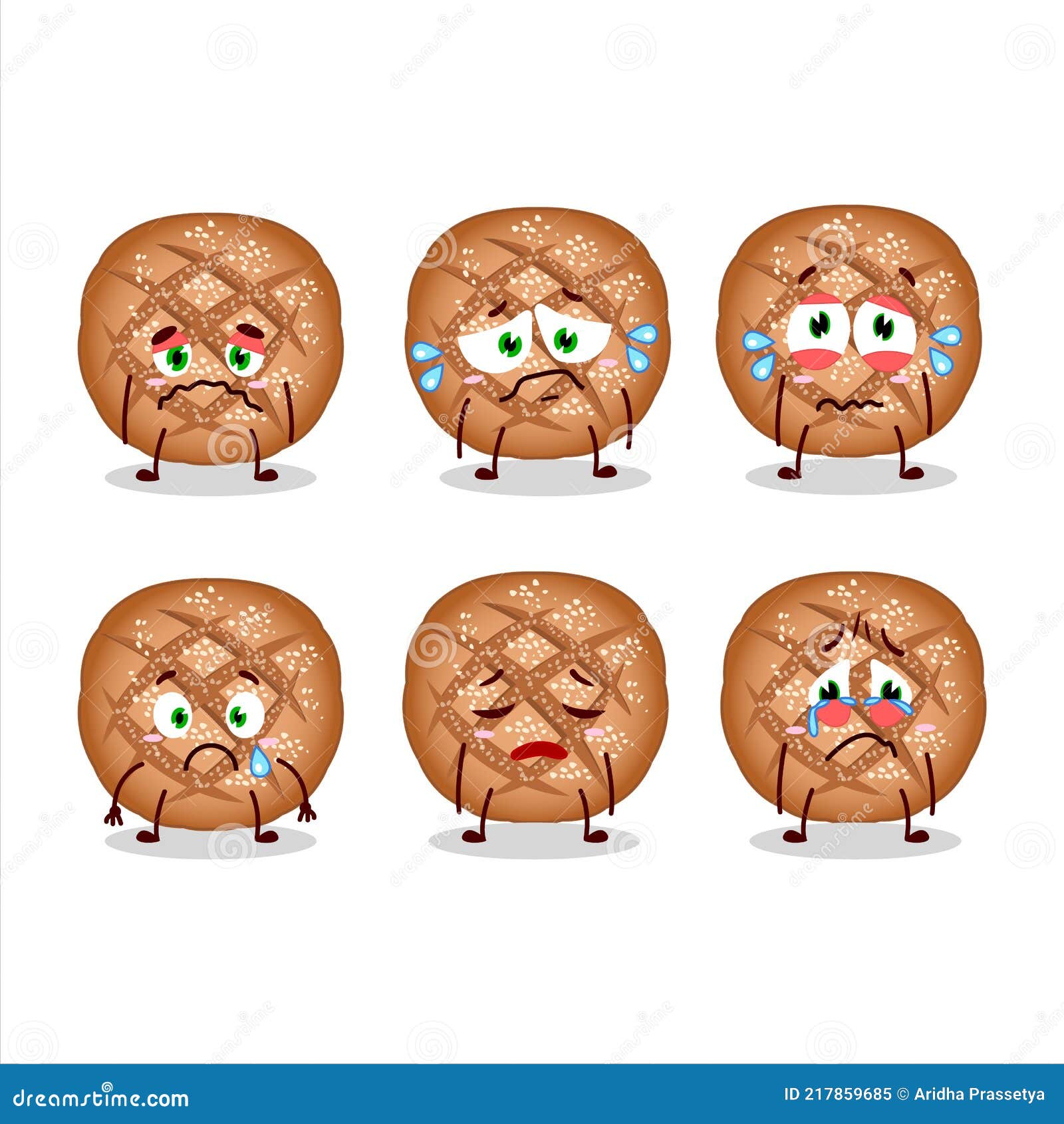Round Dark Bread Cartoon Character with Sad Expression Stock Vector ...