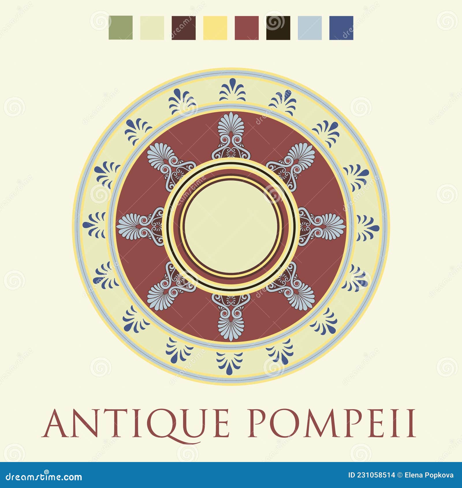 Round Decorative Element in the Ancient Roman Style Stock Vector ...