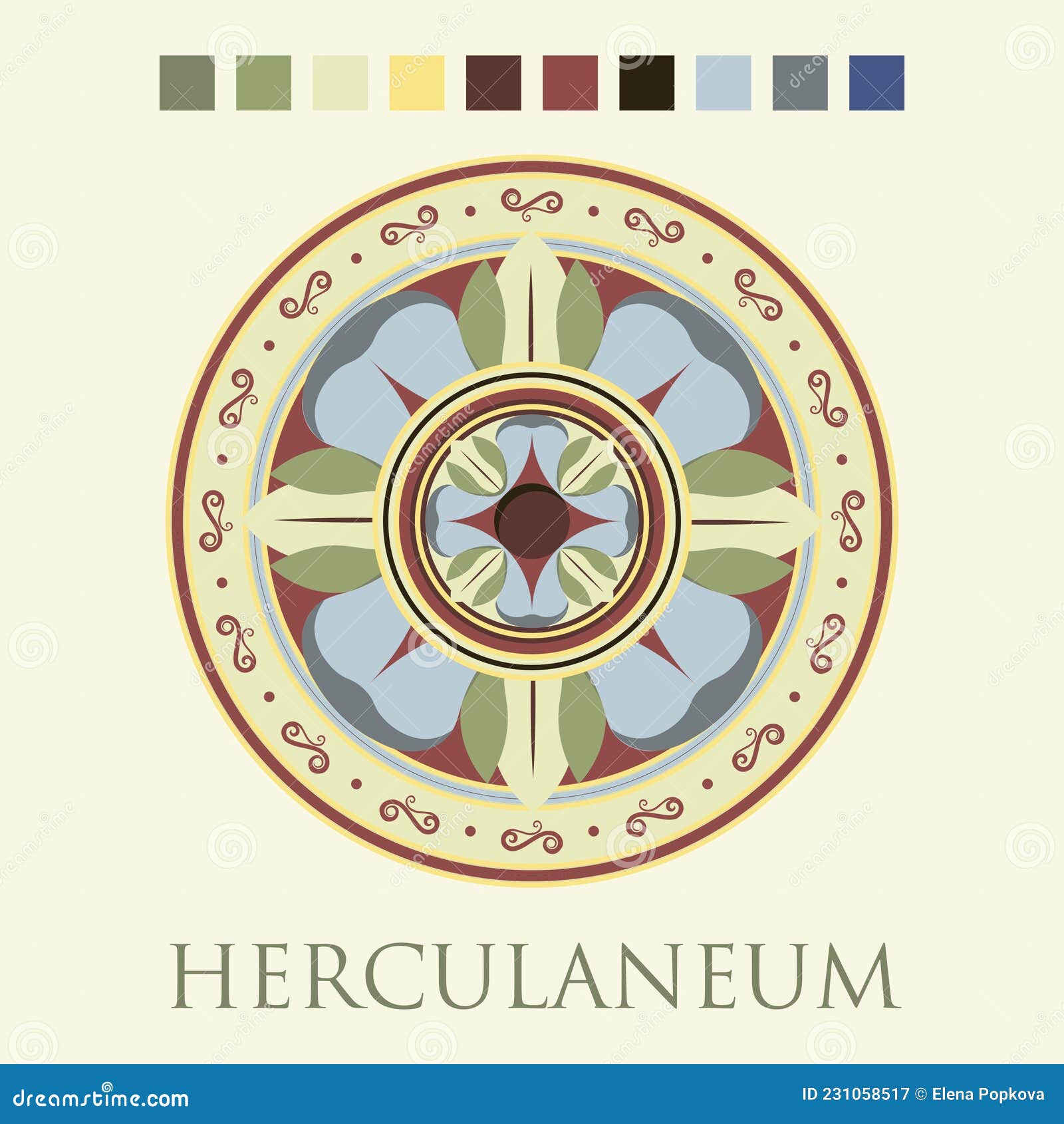 Round Decorative Element in the Ancient Roman Style Stock Vector ...