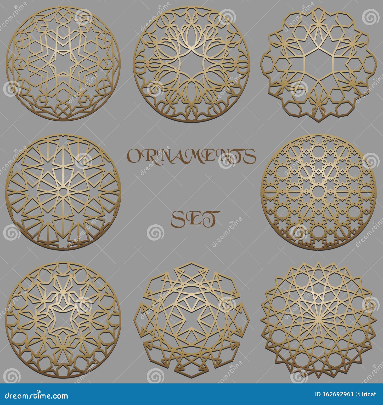 Round Decorative Elements in Arabic Style. Islamic Patterns with Stars ...