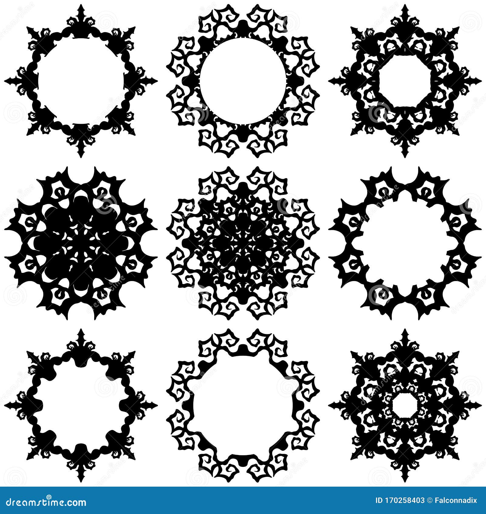 Round Decorative Elements or Frames Set Stock Vector - Illustration of ...