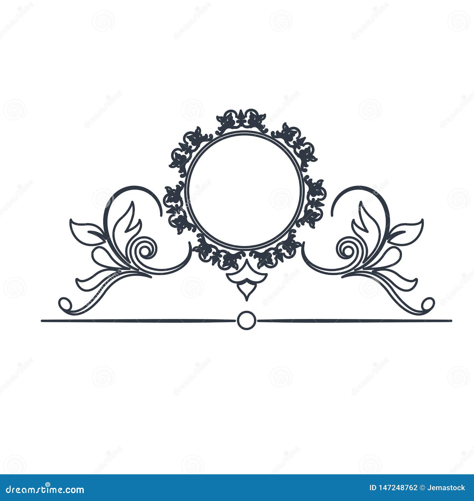 Round Decorative Frame Flourish Calligraphy Monochrome Stock Vector ...