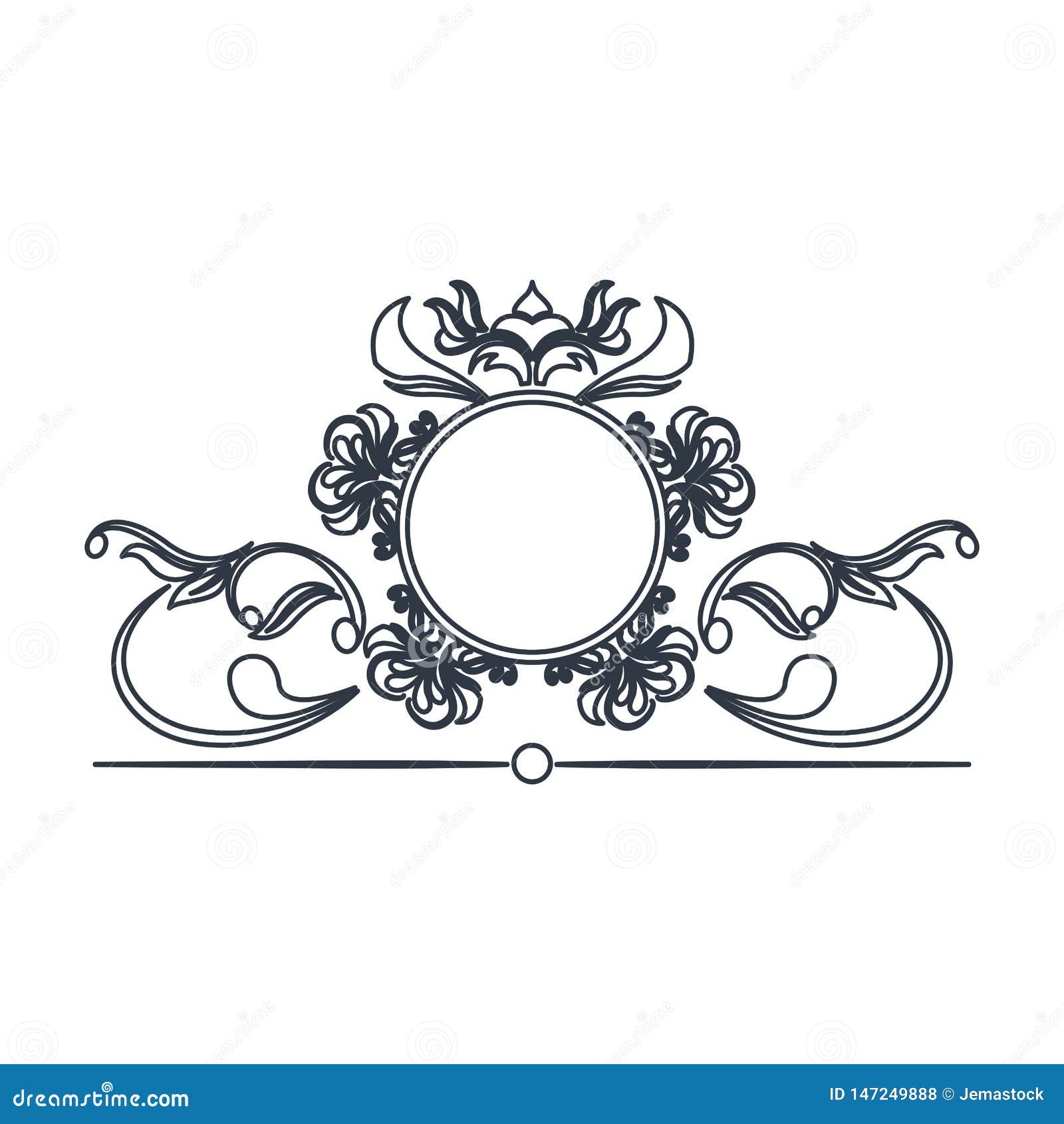 Round Decorative Frame Flourish Calligraphy Monochrome Stock Vector ...