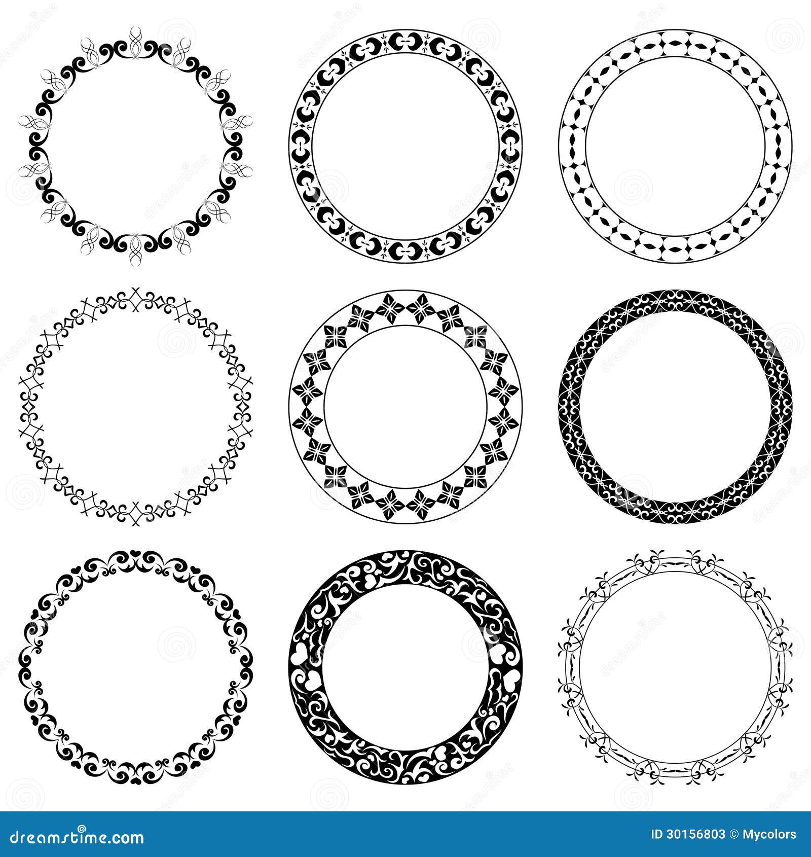 Round Vector Decorative Frames - Set Stock Vector - Illustration of ...