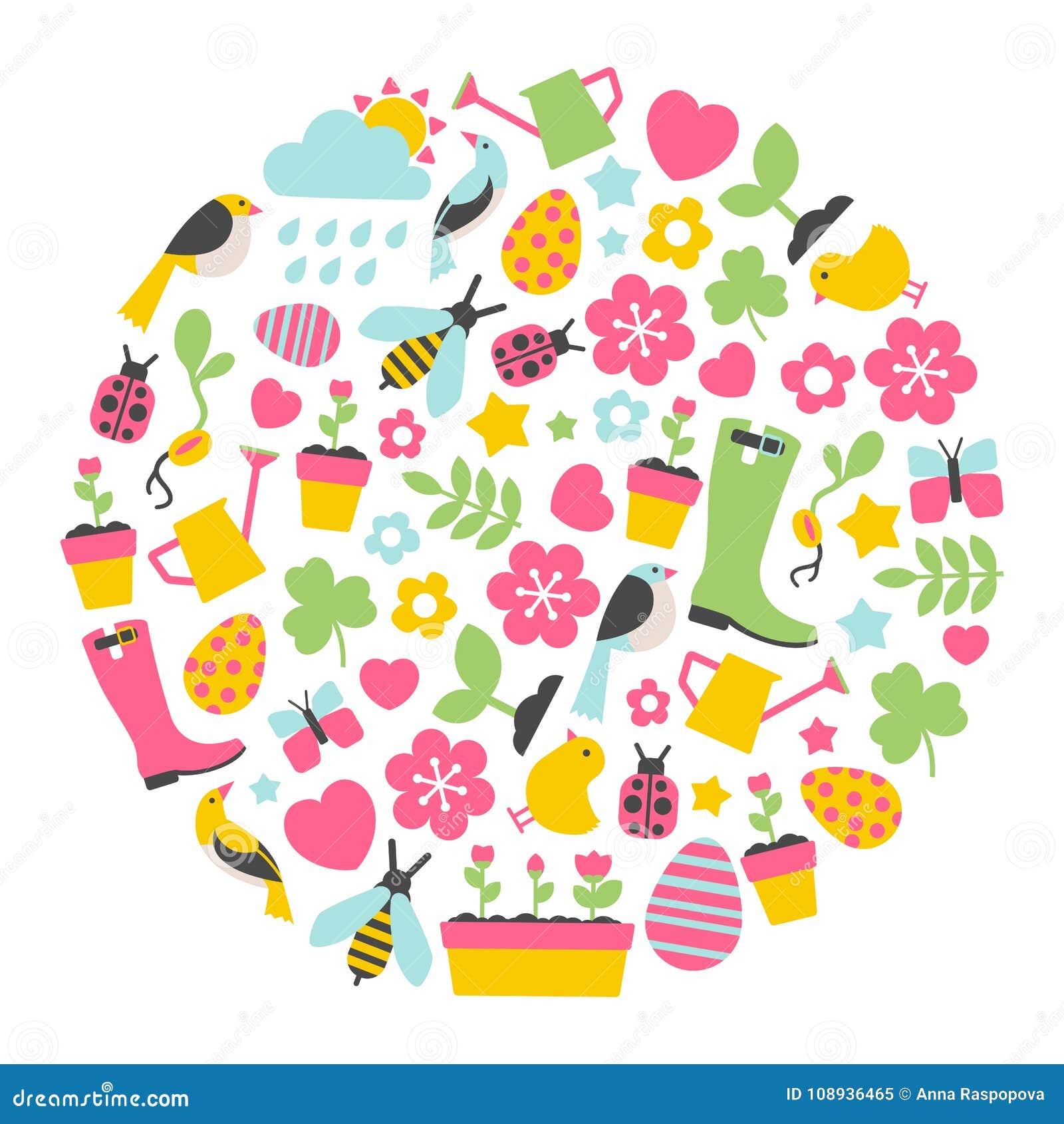 Round Design Element with Spring Icons Stock Illustration ...