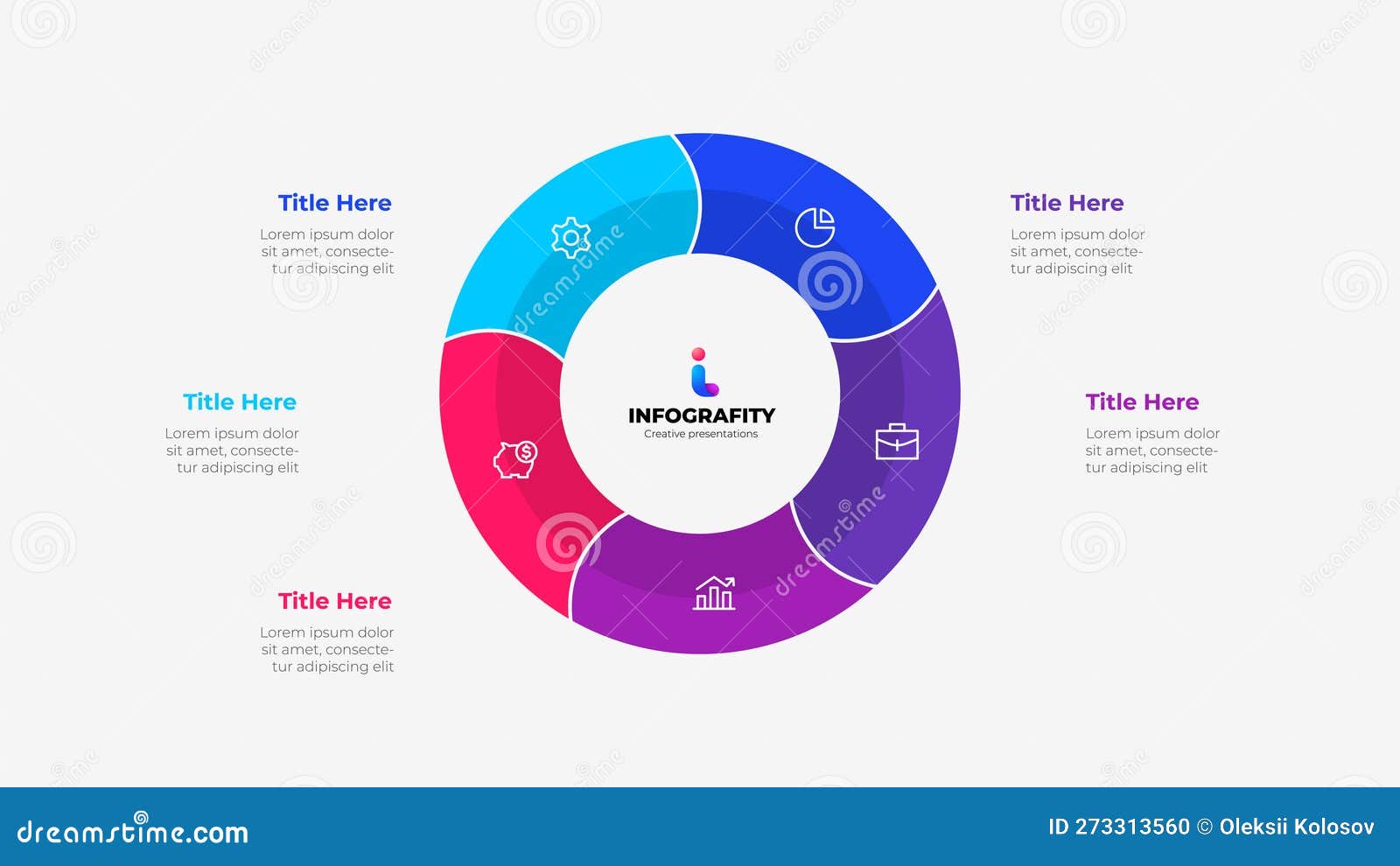 Round Diagram Divided into 5 Segments. Concept of Five Options of ...