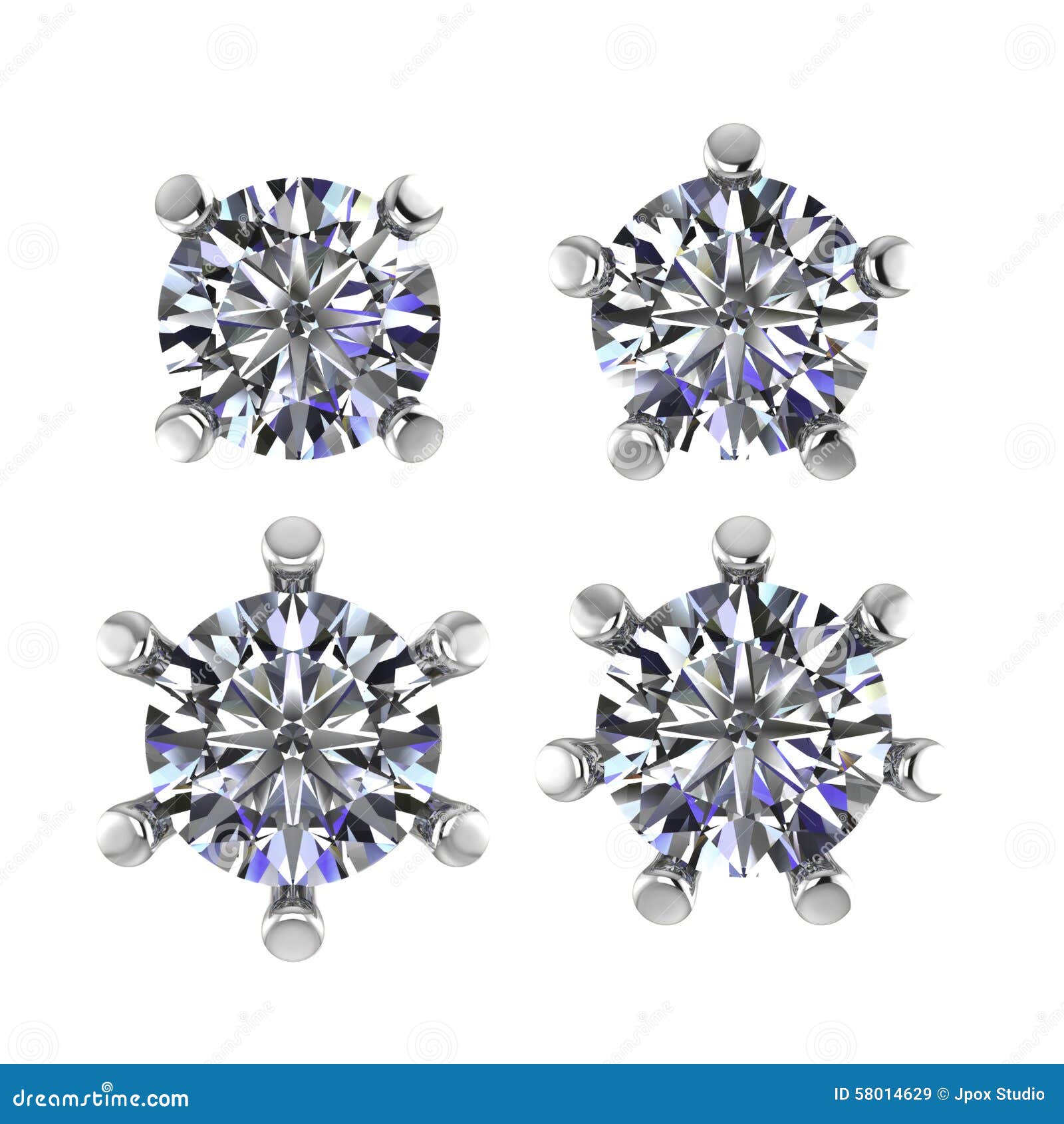 Round Diamonds Set Prong Setting on White Background Stock Illustration ...