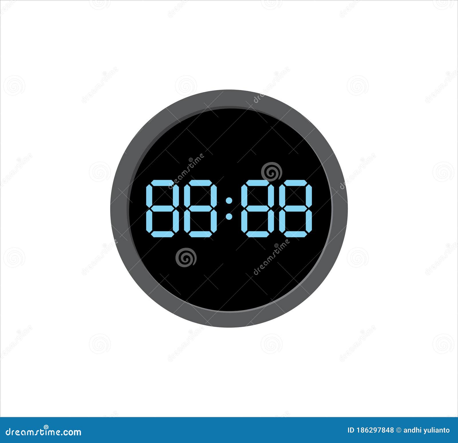 Round Digital Clock with Yellow Number Template Vector Icon Editable ...