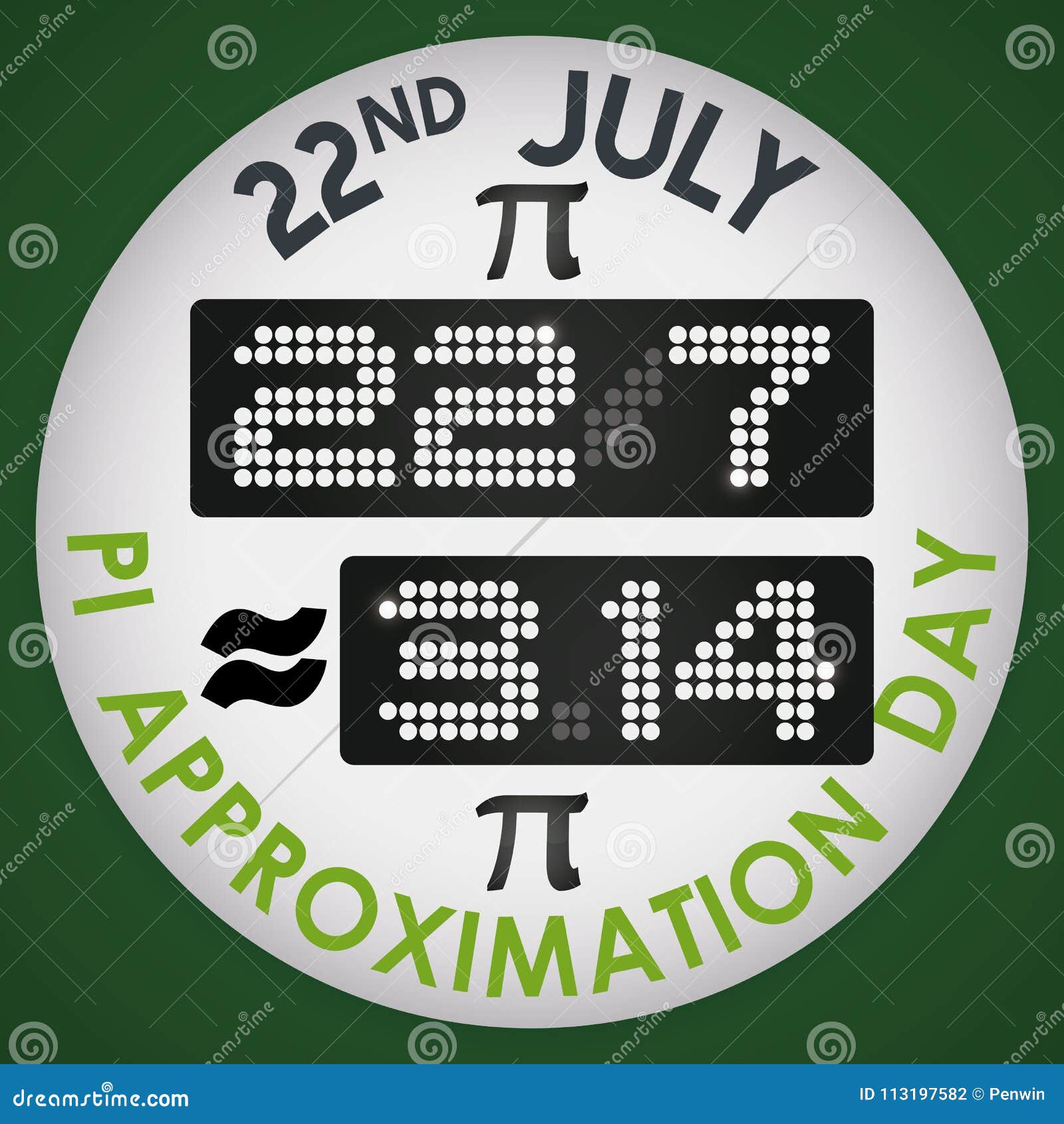 Pin with Digital Display for Pi Approximation Day, Vector Illustration ...