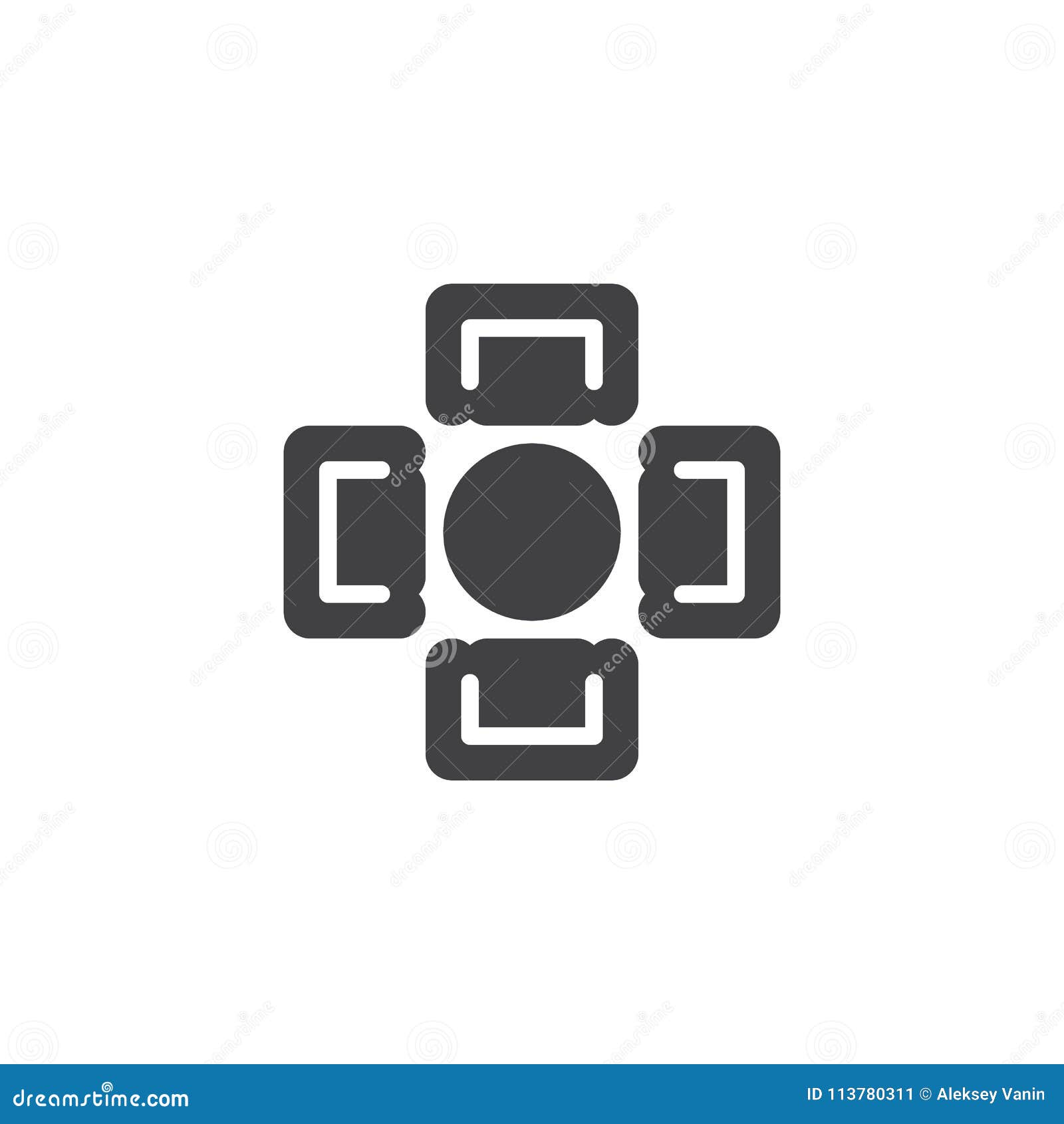 Round Dining Table With Armchairs Top View Vector Icon | CartoonDealer ...