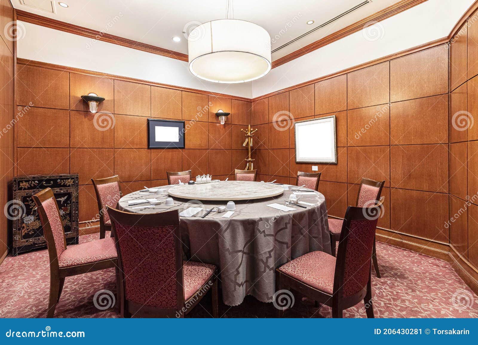 Dining Table, Rotatable Chinese Style Restaurant and Dining Chairs in ...