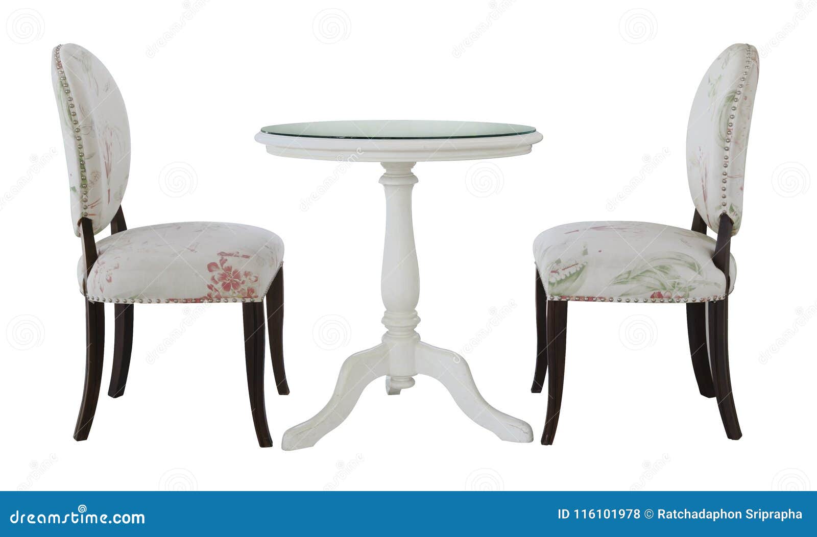 Round Dinner Table for Two with White Cloth is on White Background ...